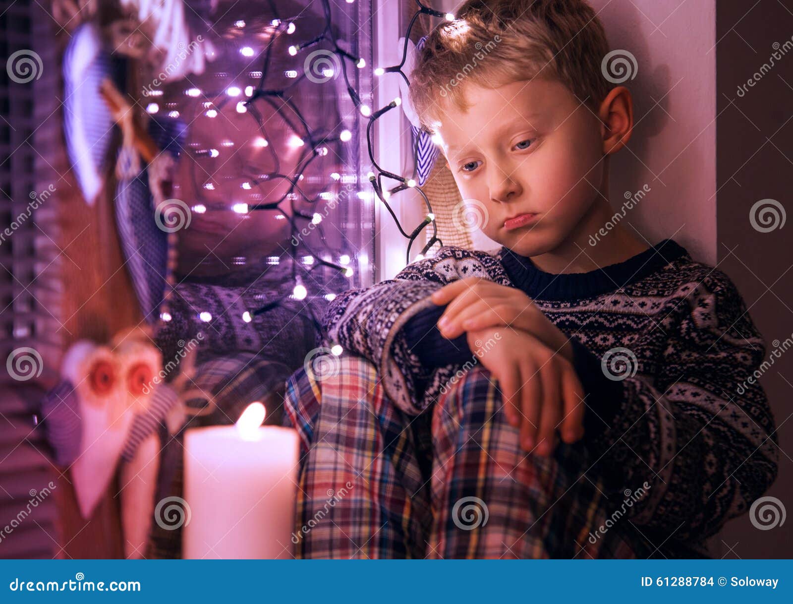 Sad Little Boy Waiting for Christmas Presents Stock Photo - Image of ...