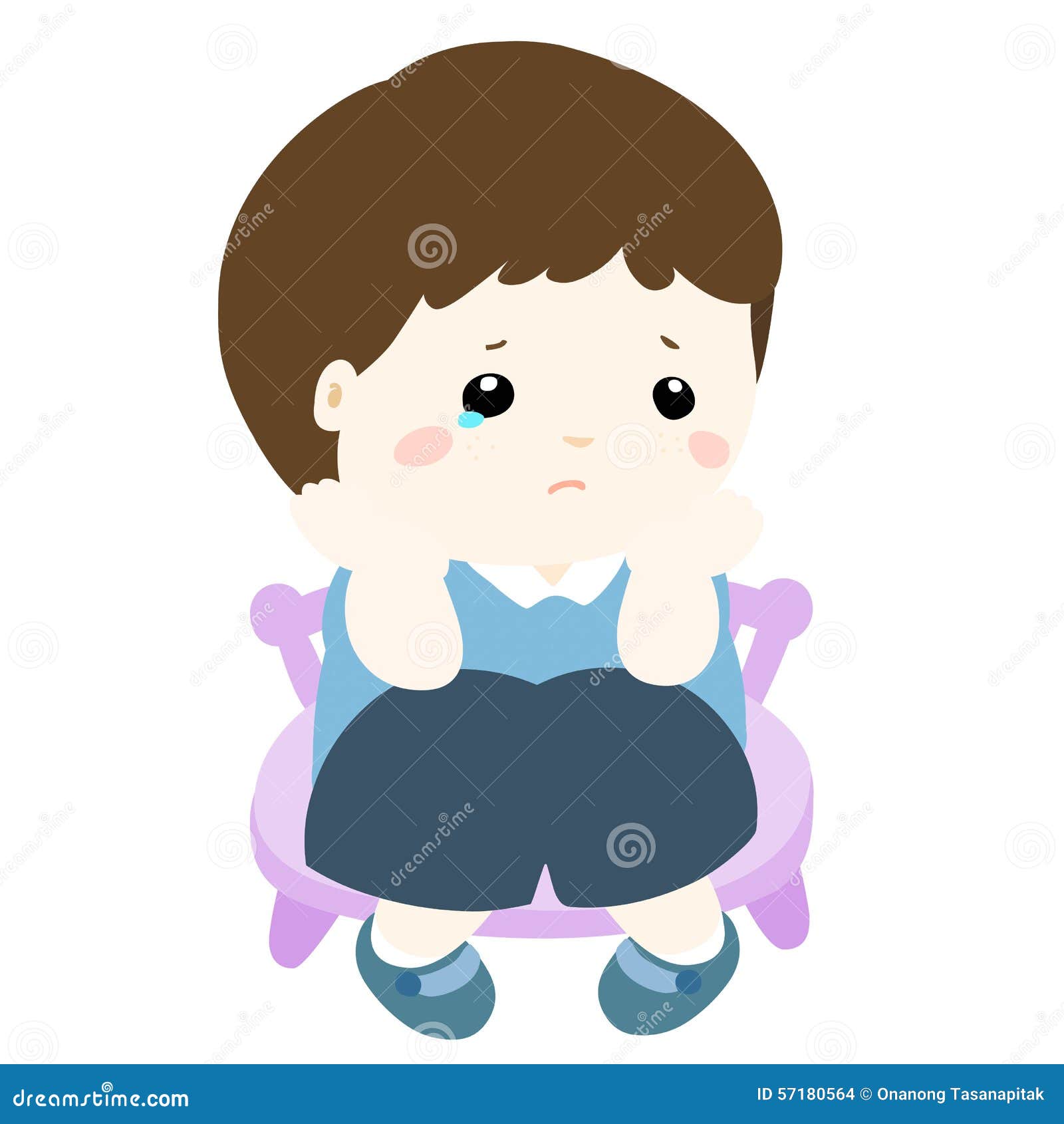 Cartoon Sad Little Boy