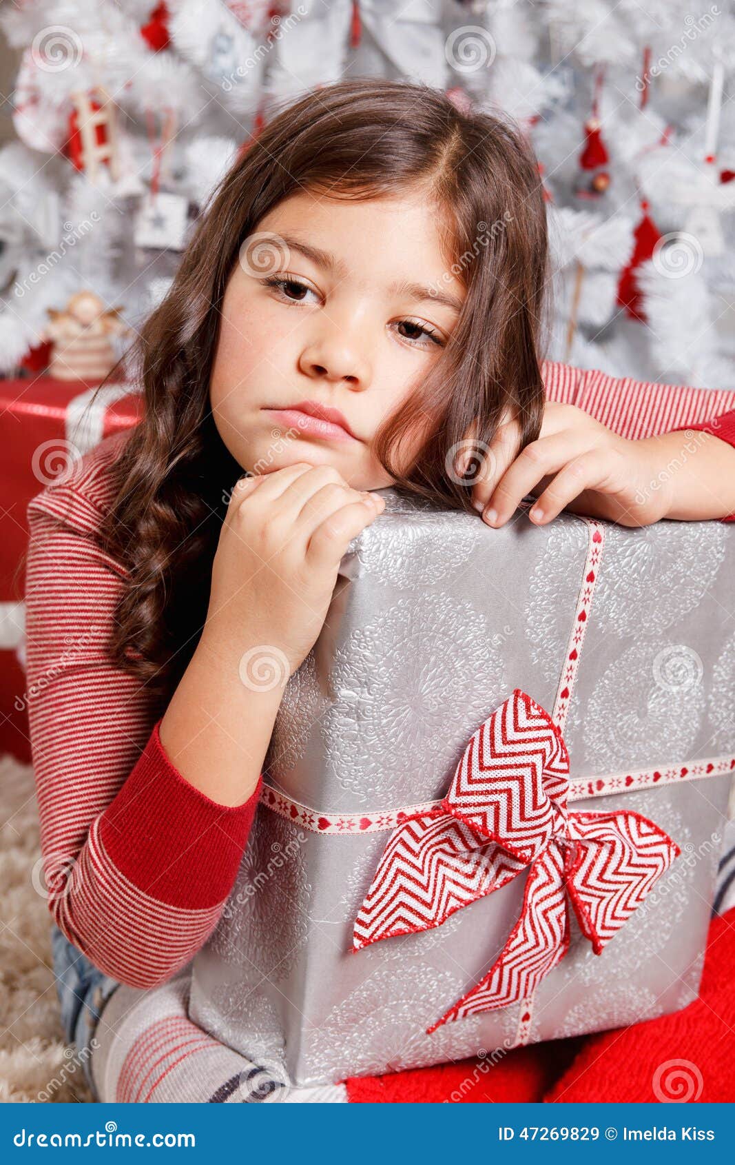 Sad Little Girl at Christmas Stock Image - Image of negativity, home ...