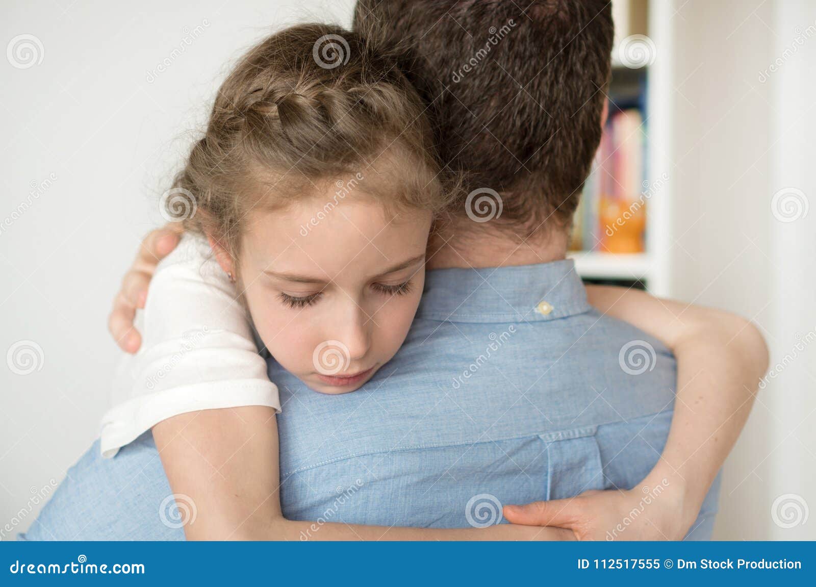 Girl hugging her dad. stock image. Image of cute, little - 112517555