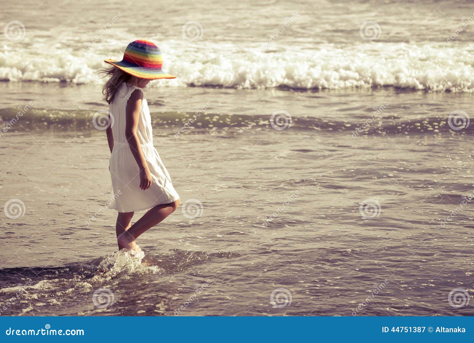 Sad Little Girl Walking at the Beach Stock Image - Image of lifestyle ...