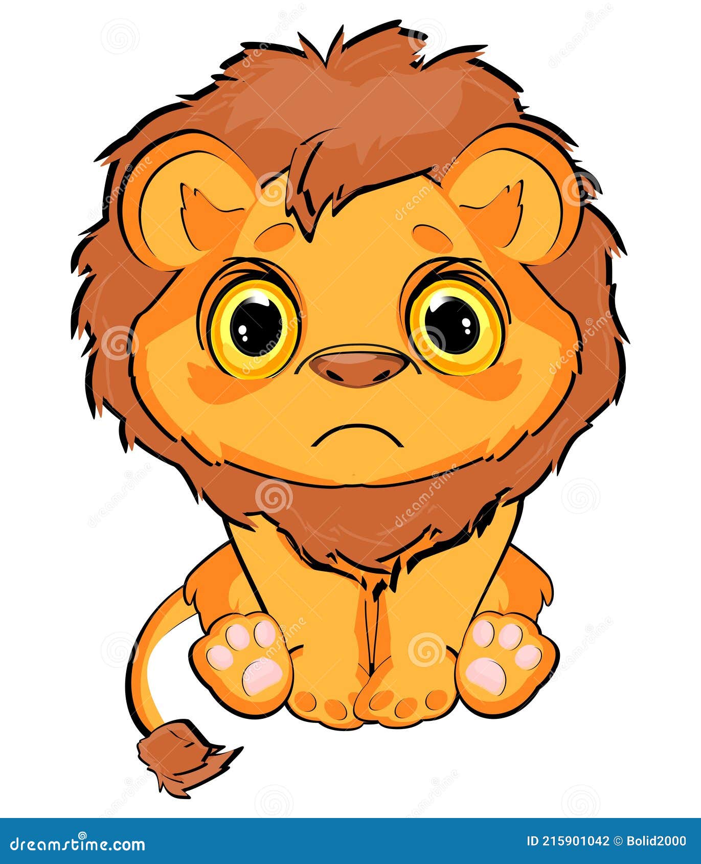Sad little lion stock illustration. Illustration of tail - 215901042