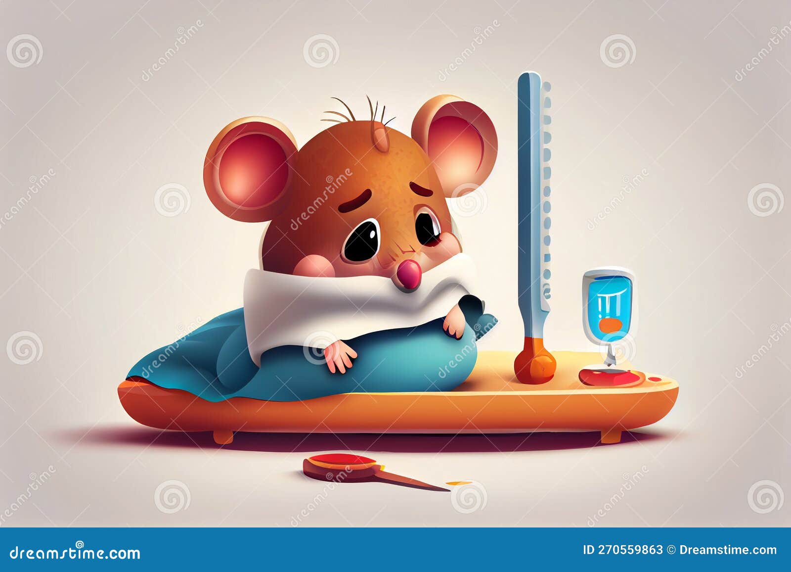 Sad Little Mouse is Sick. AI Generated Stock Illustration ...