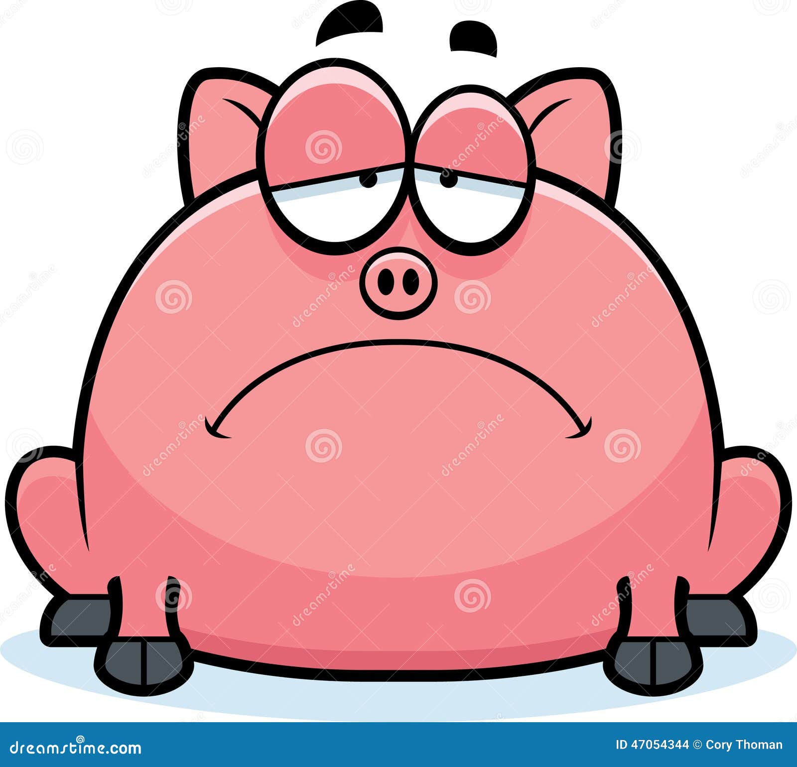 Sad Little Pig stock vector. Illustration of depressed - 47054344