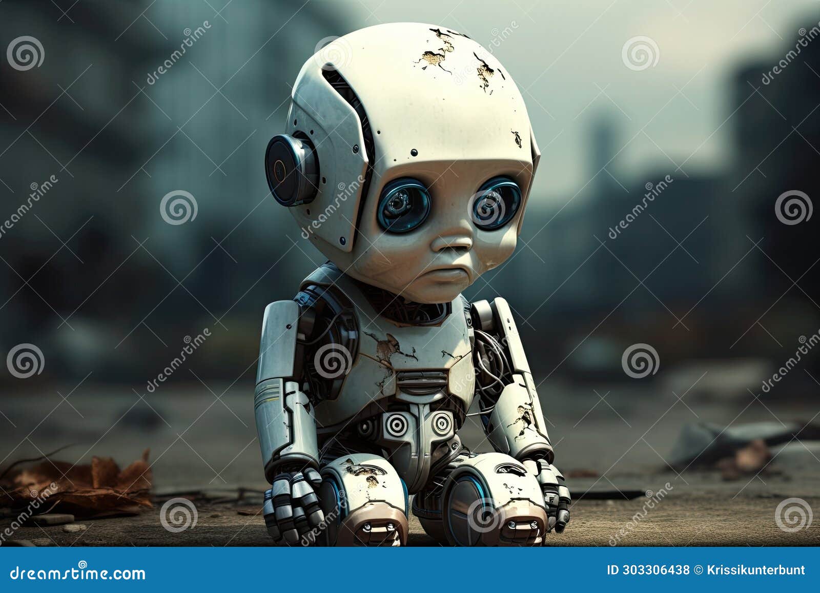 Sad Little Robot Digital Technology Concept AI Generated Stock ...