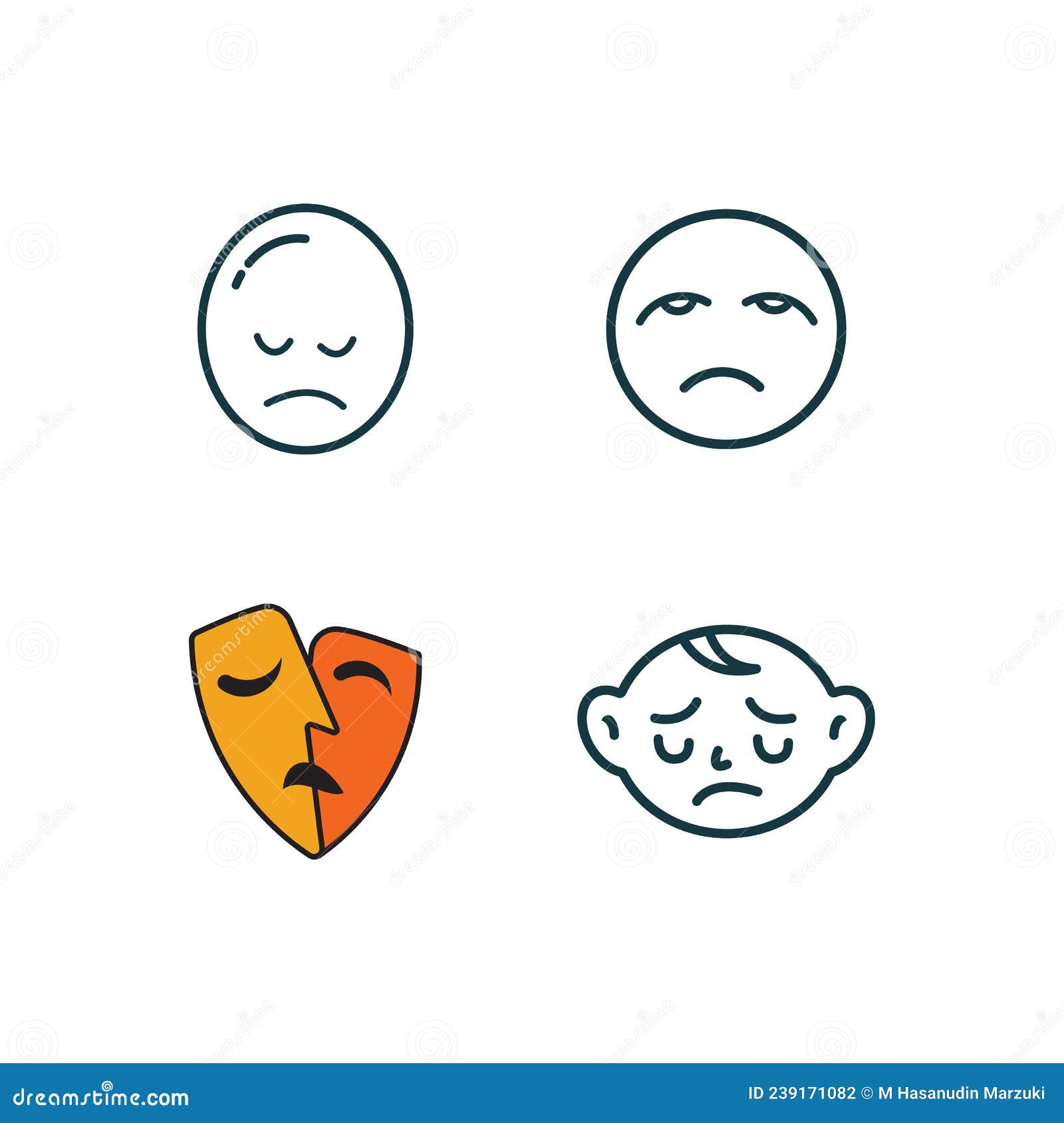 Sad logo icon vector stock vector. Illustration of mood - 239171082