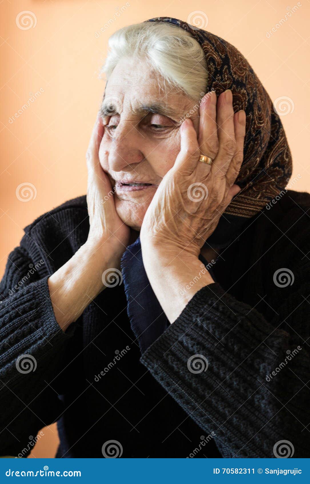 Sad lonely grandmother stock image. Image of eldery, adult - 70582311