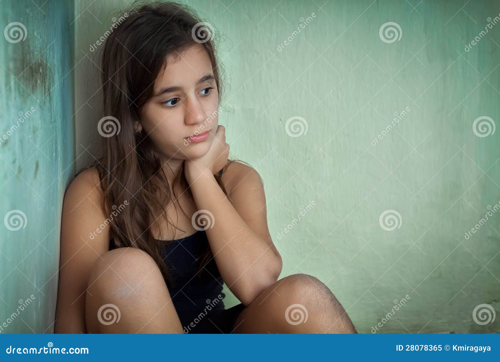 Sad and Lonely Hispanic Girl Stock Image - Image of female, latin: 28078365