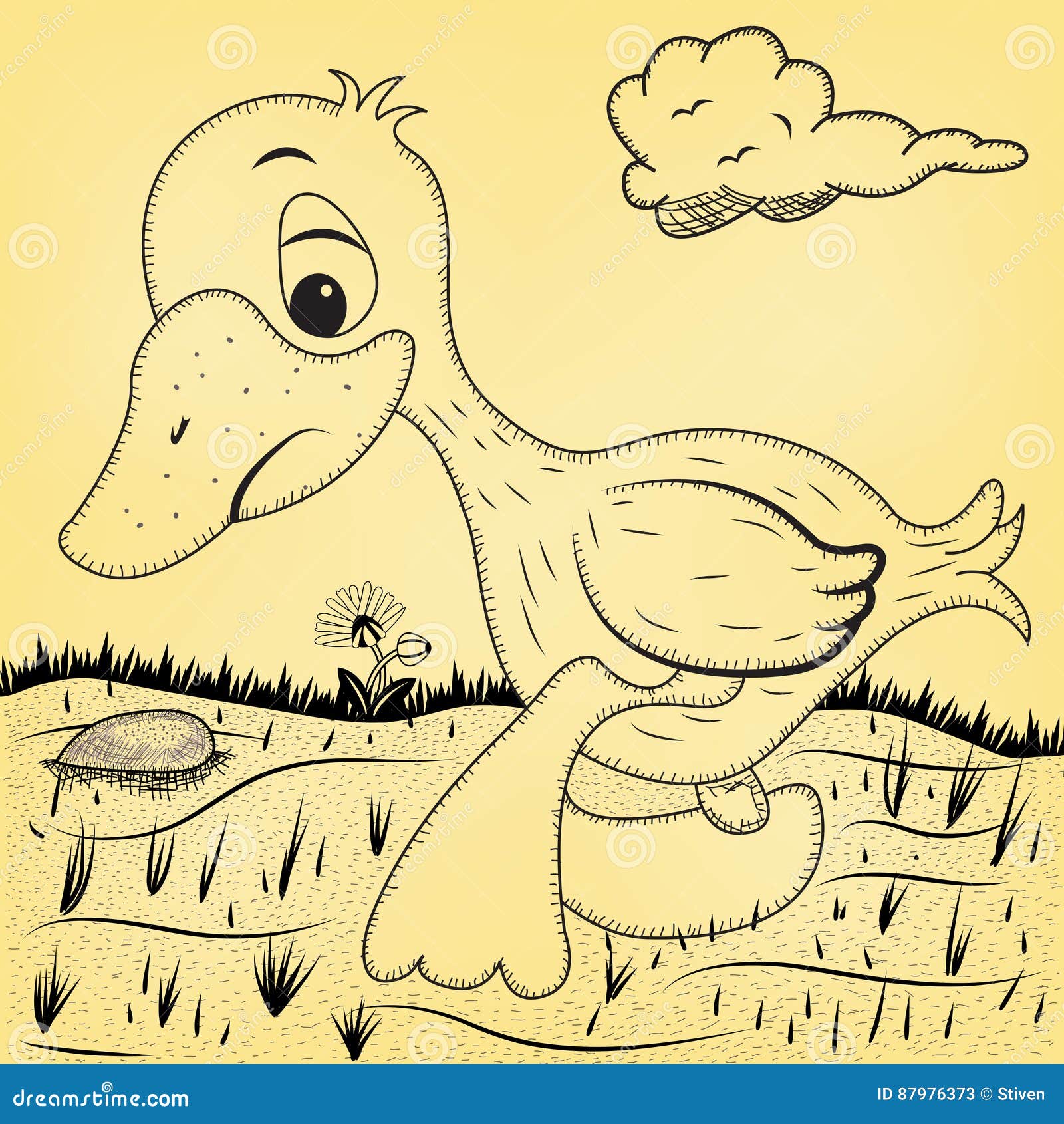 Sad and lonely little duck stock vector. Illustration of character ...