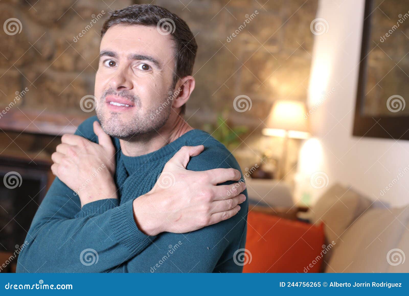 Sad Lonely Man Hugging Himself Stock Image - Image of crisis, indoor ...