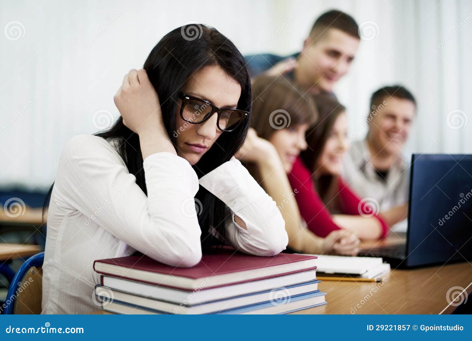 Sad, lonely nerd student stock image. Image of casual - 29221857