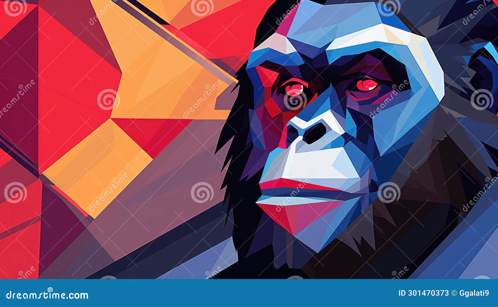 Sad Looking Ape Face, Geometrical Banner Artwork, Ai Generated Image ...