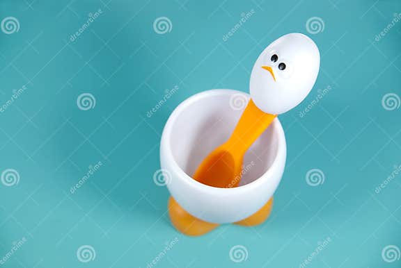 Sad Looking Spoon and Egg Cup Stock Image - Image of closeup, china ...