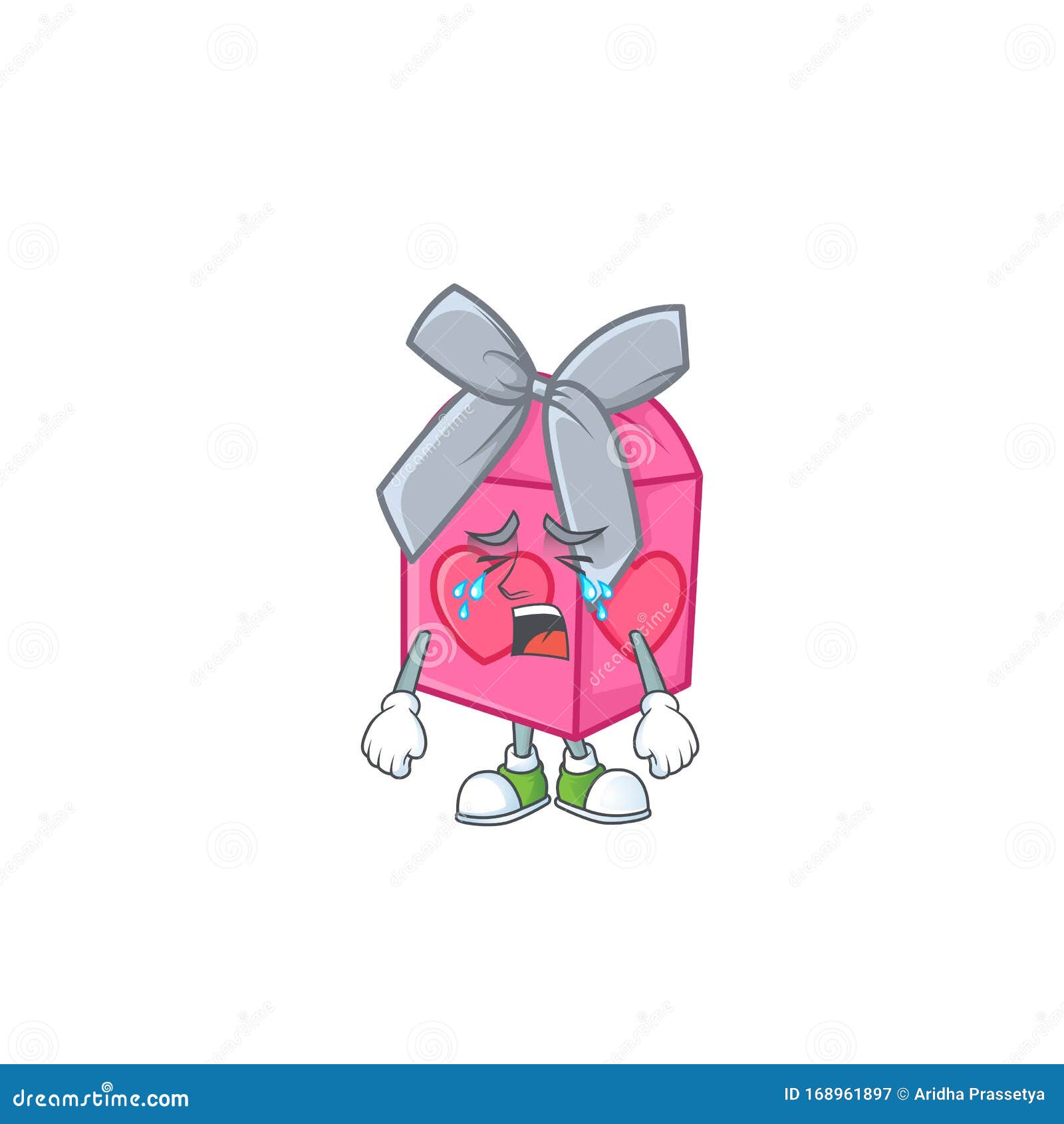 Sad of Love Gift Pink Cartoon Mascot Style Stock Vector - Illustration ...