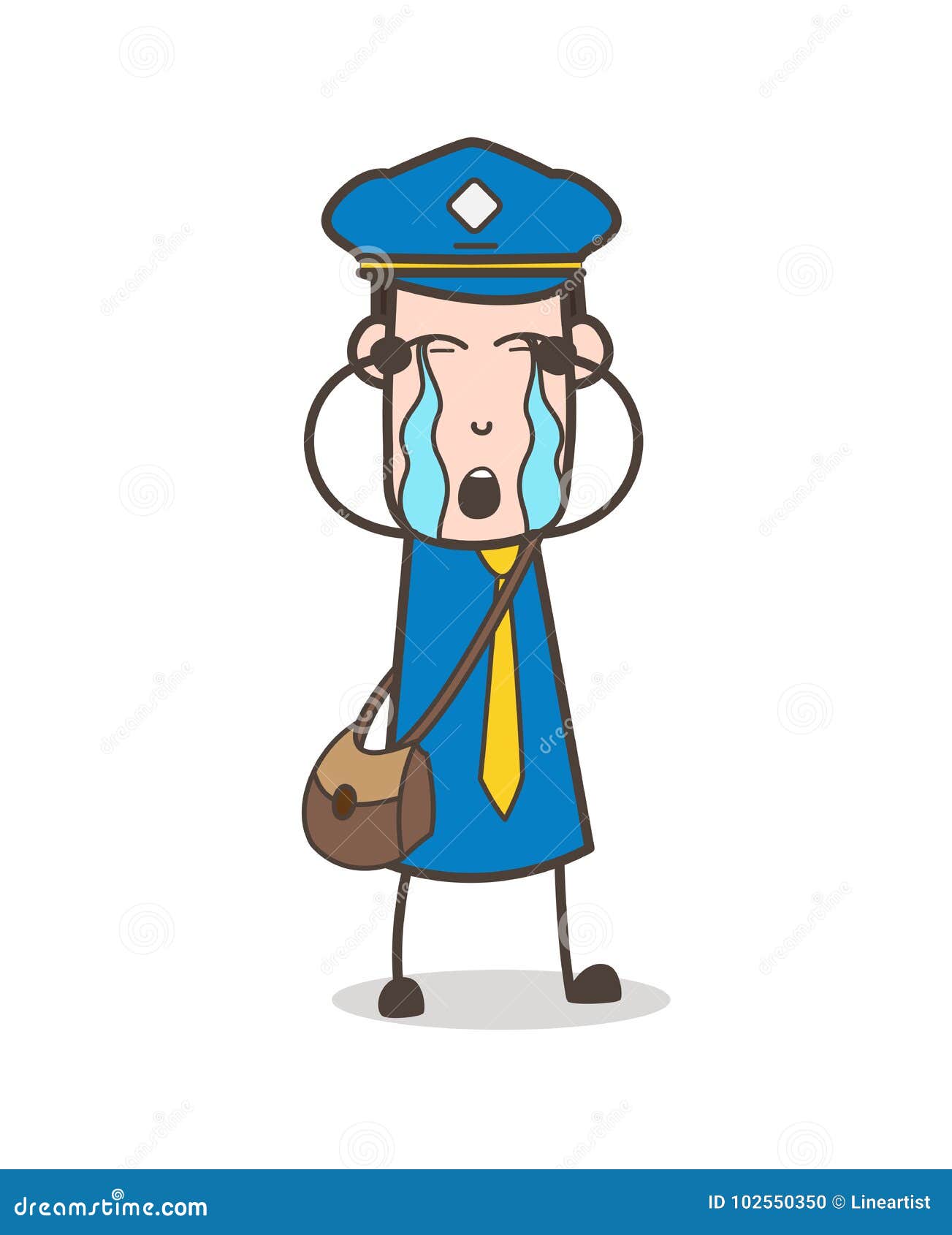 Sad Mailman Crying Face Vector Illustration Stock Illustration ...