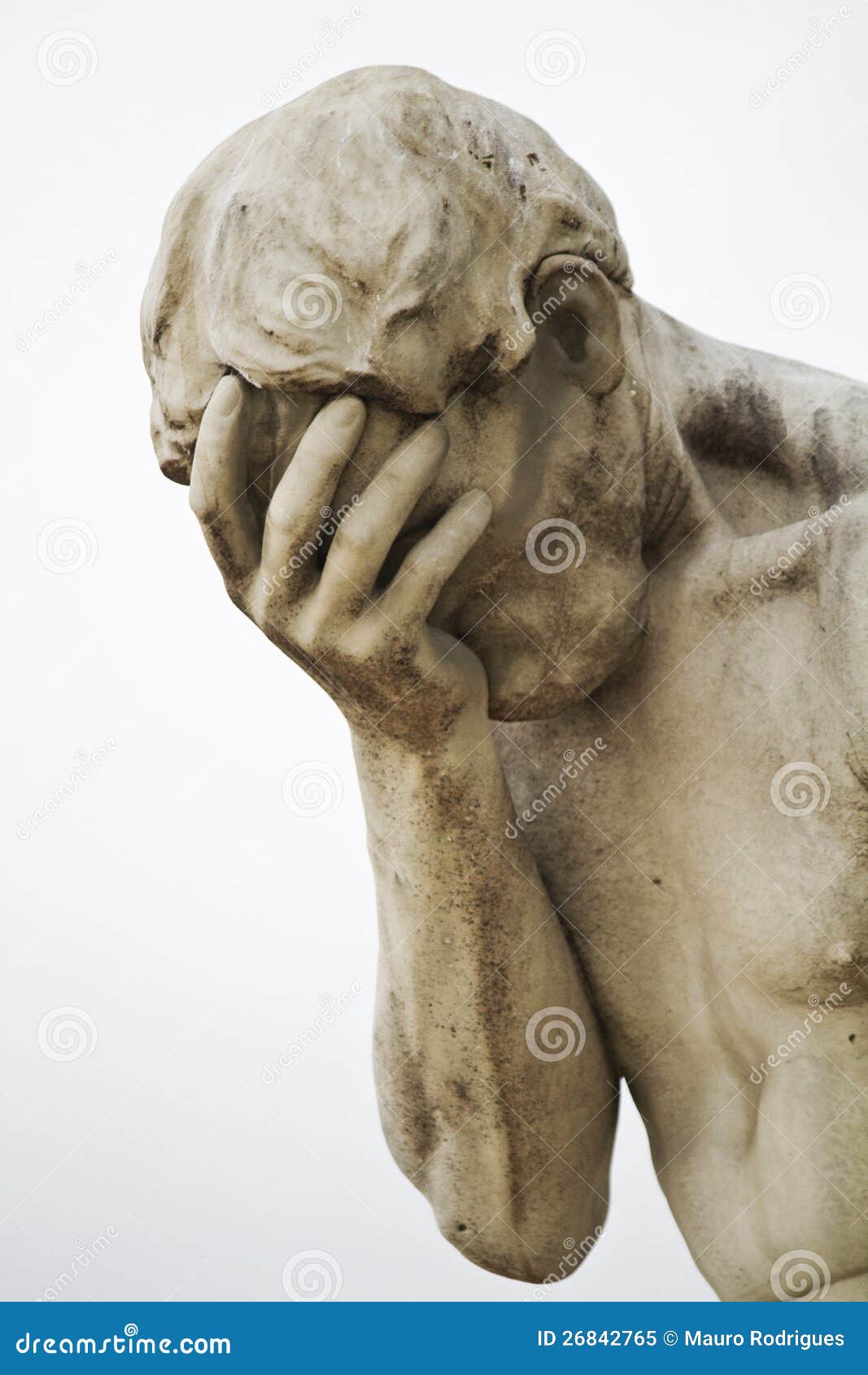 Sad male statue stock image. Image of dirty, stone, weeping - 26842765