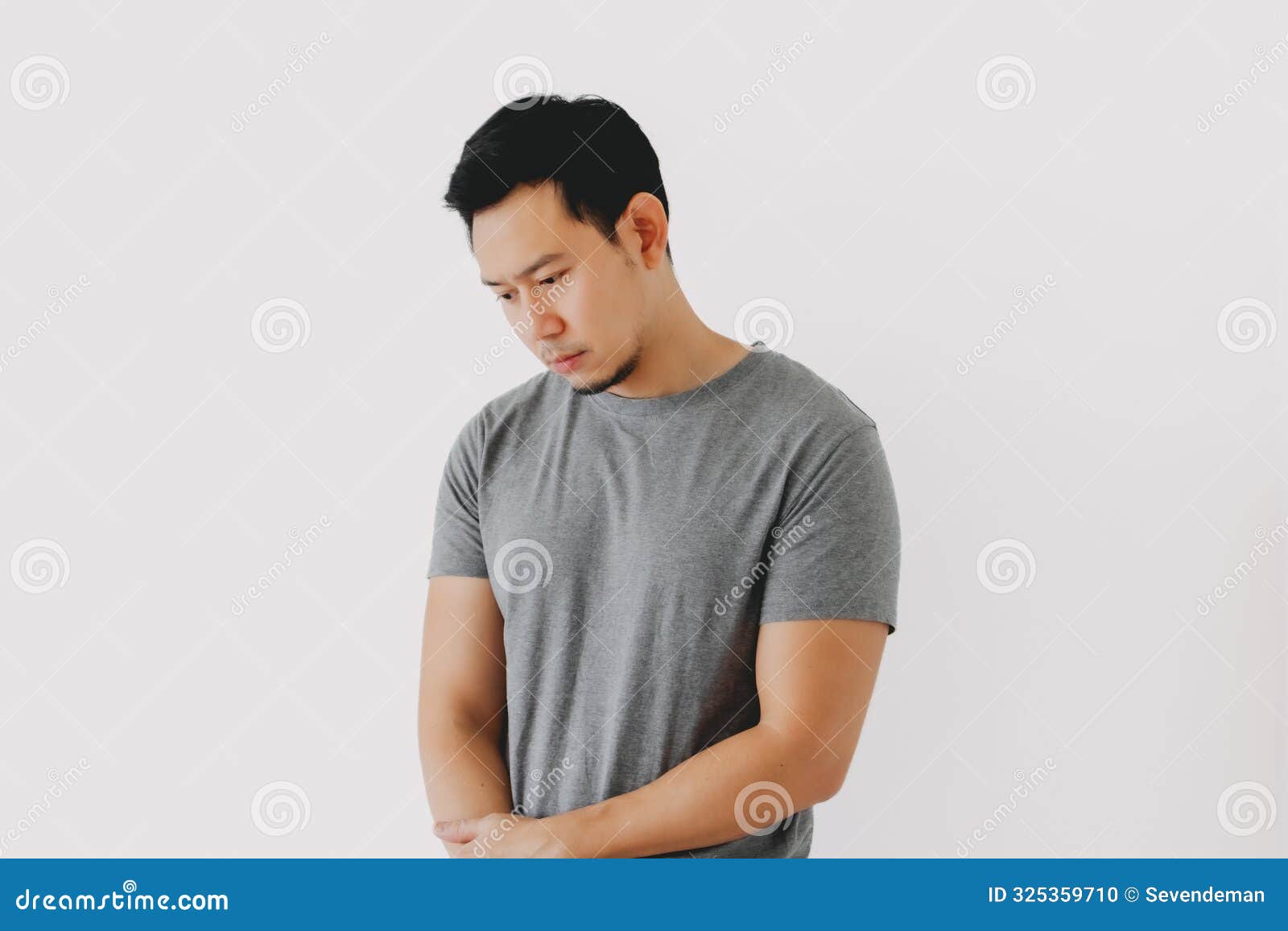 Sad Man Admit and Confess His Failure Isolated on White. Stock Photo ...