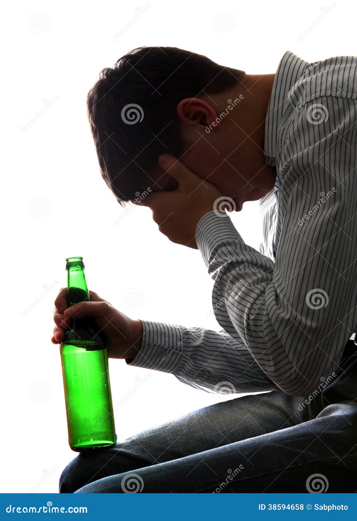 Sad Man in Alcohol Addiction Stock Photo - Image of alcoholism ...