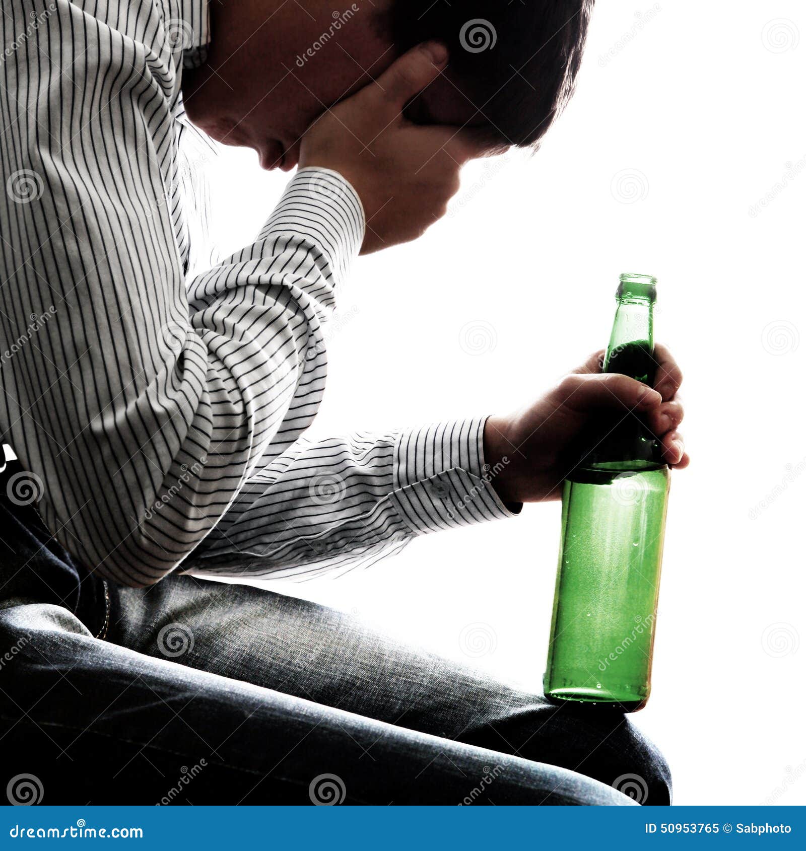 Sad Man in Alcohol Addiction Stock Image - Image of guilt, hand: 50953765
