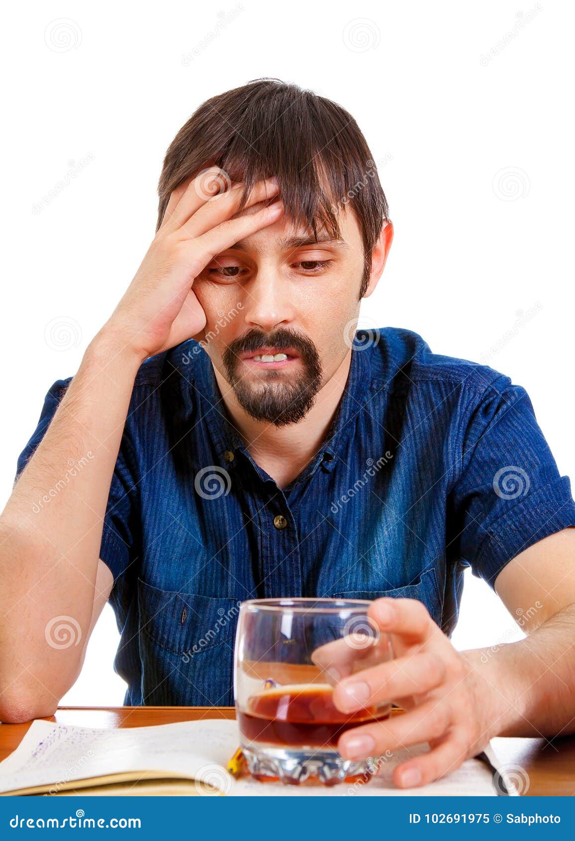 Sad Man with Alcohol stock image. Image of dependence - 102691975