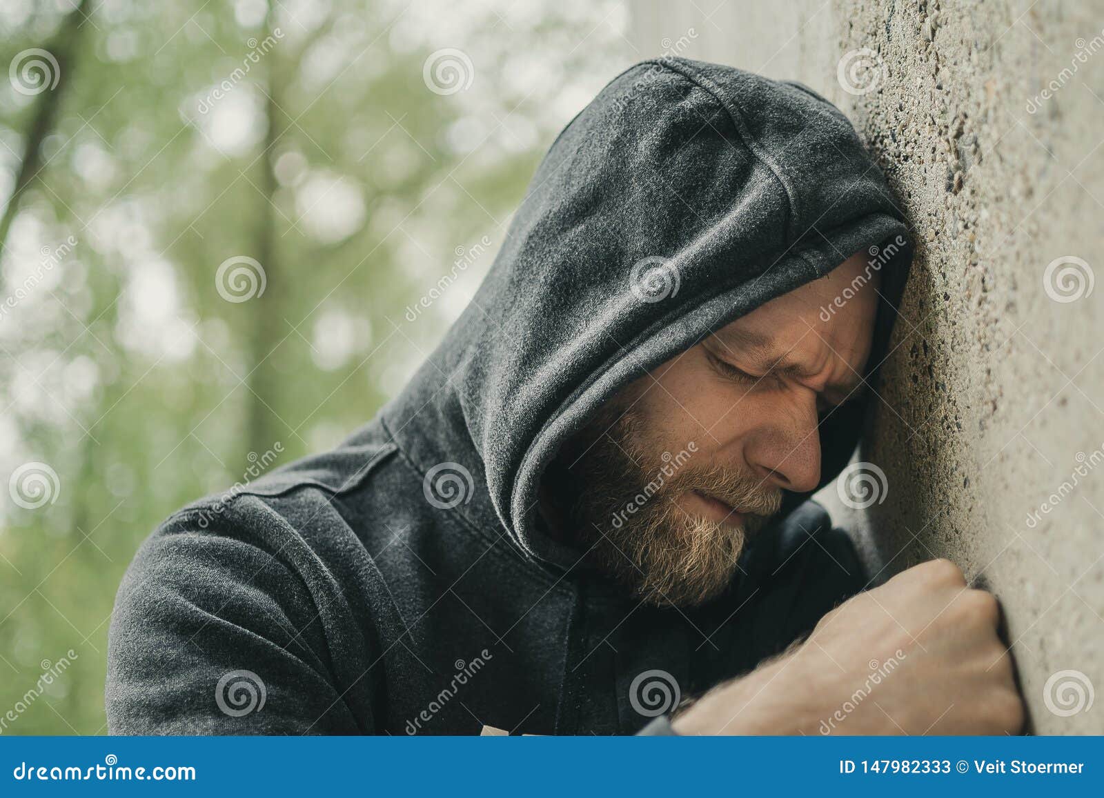 A Sad Man Alone at the Wall Stock Image - Image of black, caucasian ...