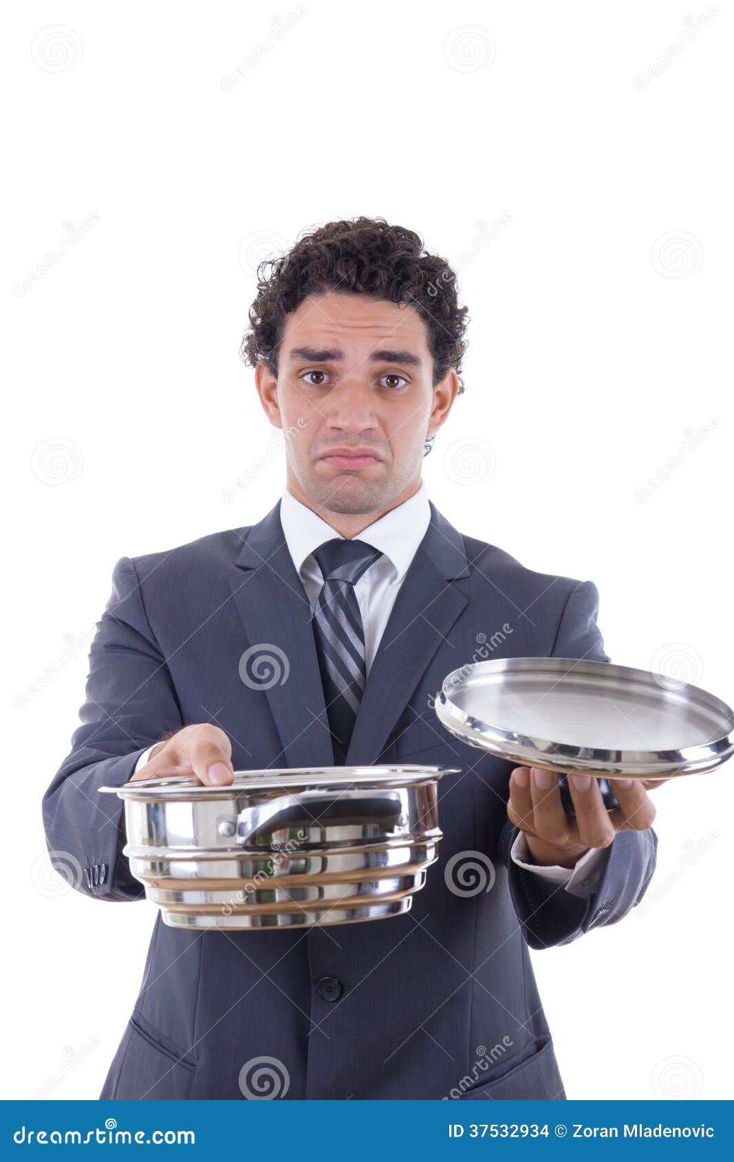 Sad man asking for lunch stock photo. Image of dish, background - 37532934