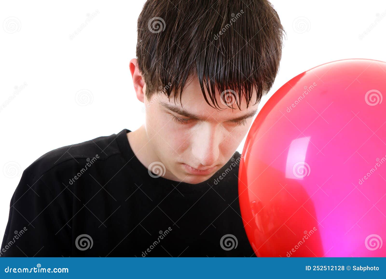 Sad Man with a Balloon stock photo. Image of depression - 252512128