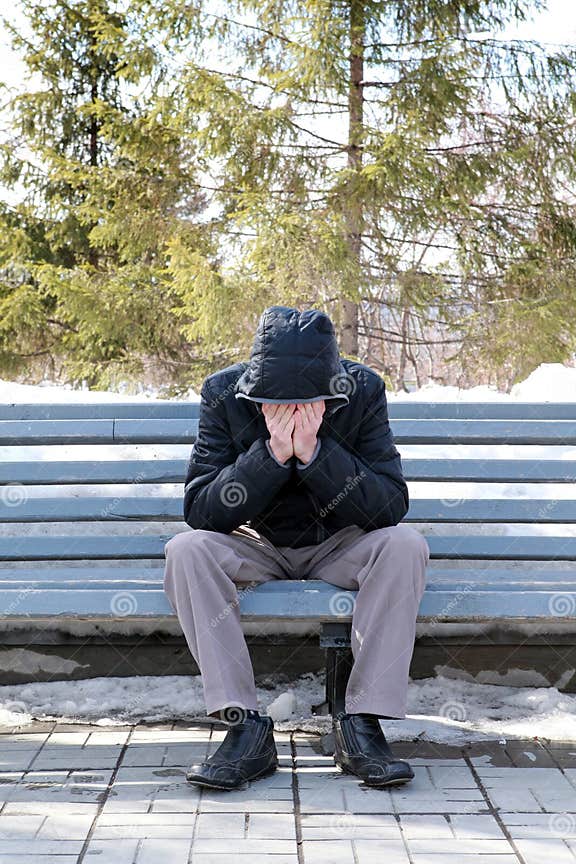 Sad Man on the Bench stock image. Image of sitting, loneliness - 30613885