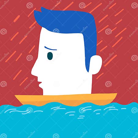 Sad man on boat stock vector. Illustration of cartoon - 64801468