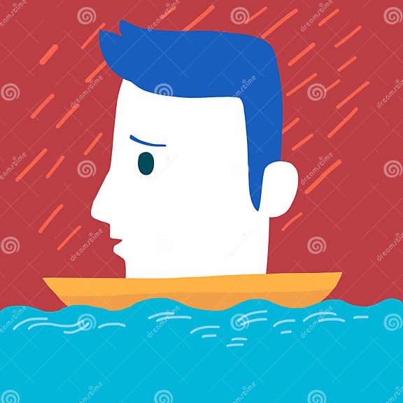 Sad man on boat stock vector. Illustration of cartoon - 64801468