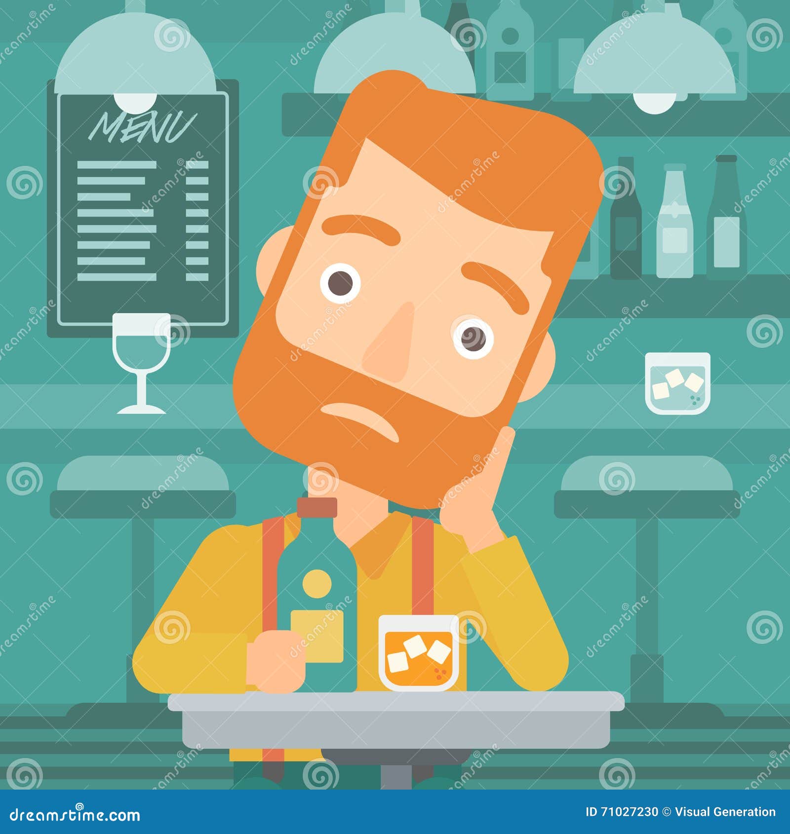 Sad Man with Bottle and Glass. Stock Vector - Illustration of drunk ...