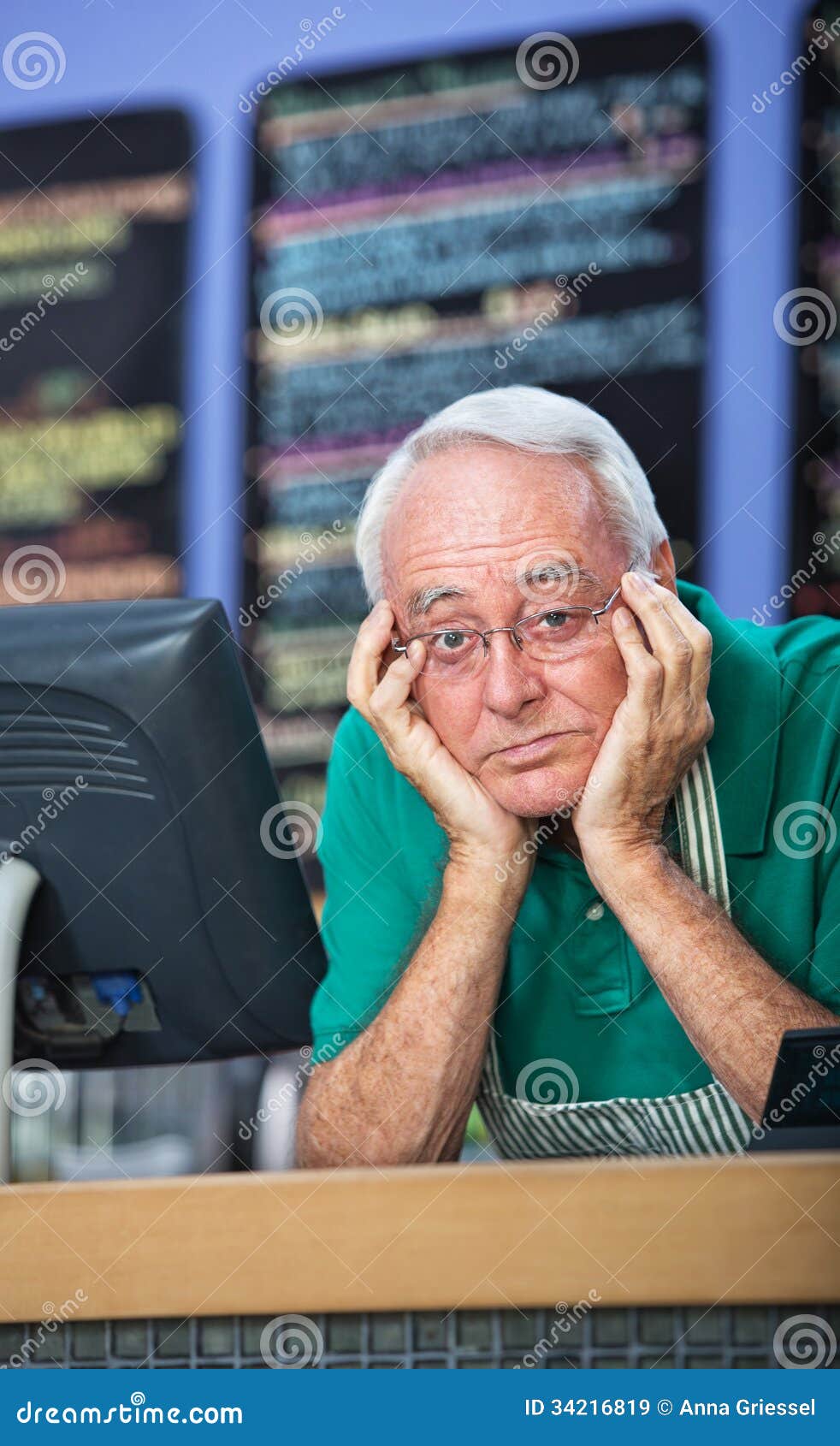 Sad Man in Cafe stock image. Image of coffee, restaurant - 34216819