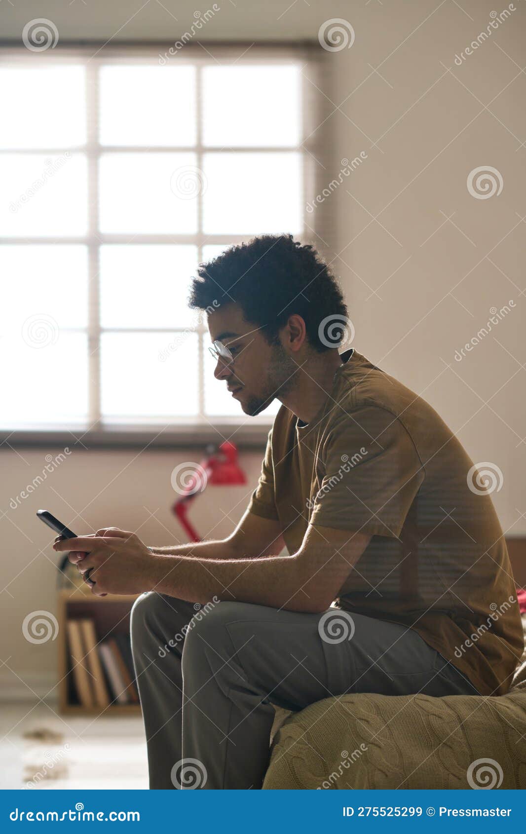 Sad Man Communicating on Smartphone Stock Image - Image of emotional ...