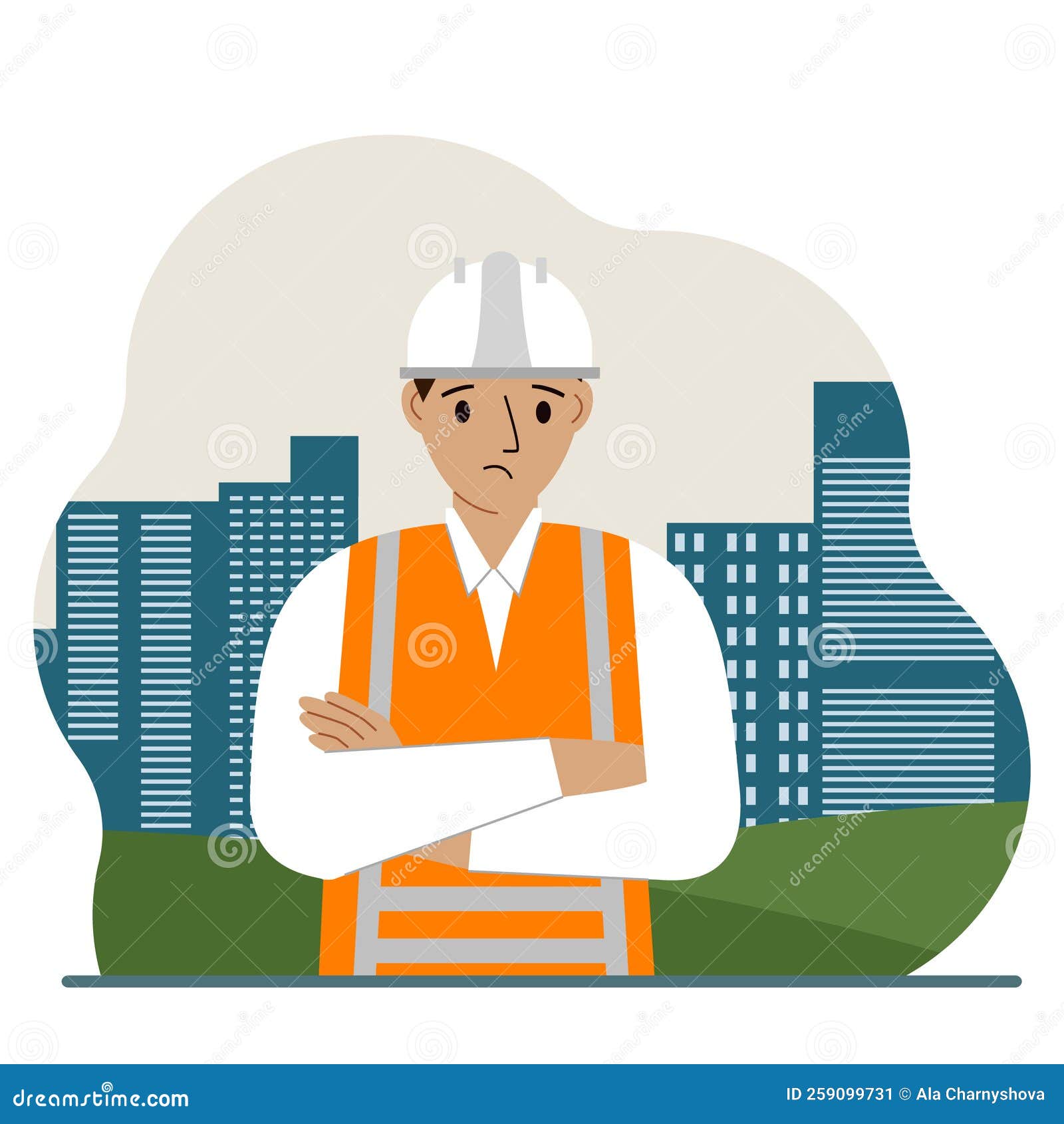 Sad Man Constructor Against the Backdrop of the City and High Apartment ...