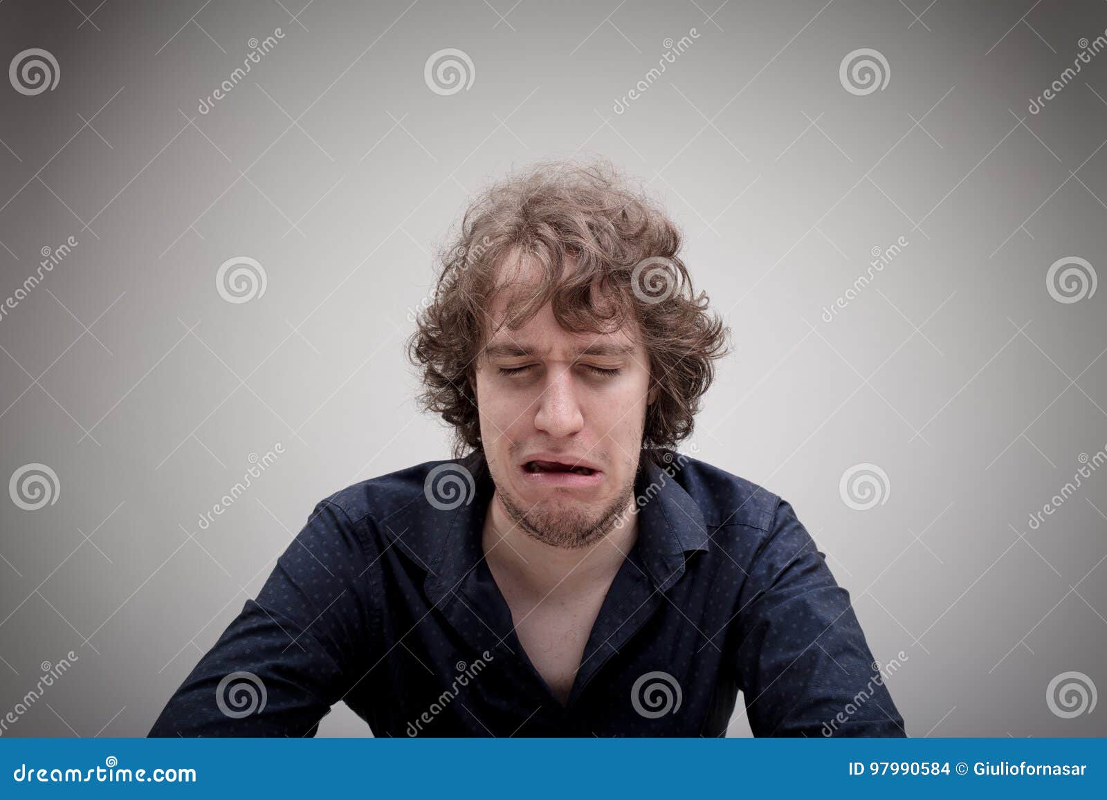 Sad Man Crying in a Down Despair Stock Photo - Image of grimace, face ...