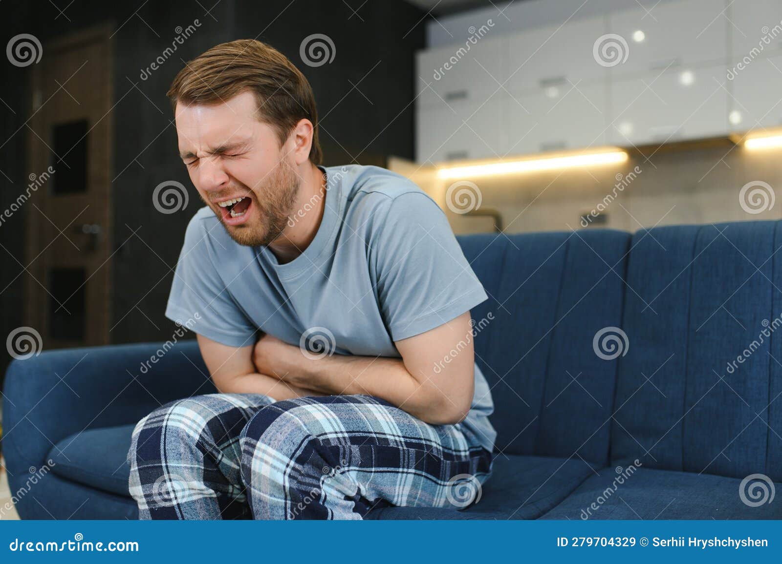 Sad Man Crying Sitting Alone at Home Stock Image - Image of single ...