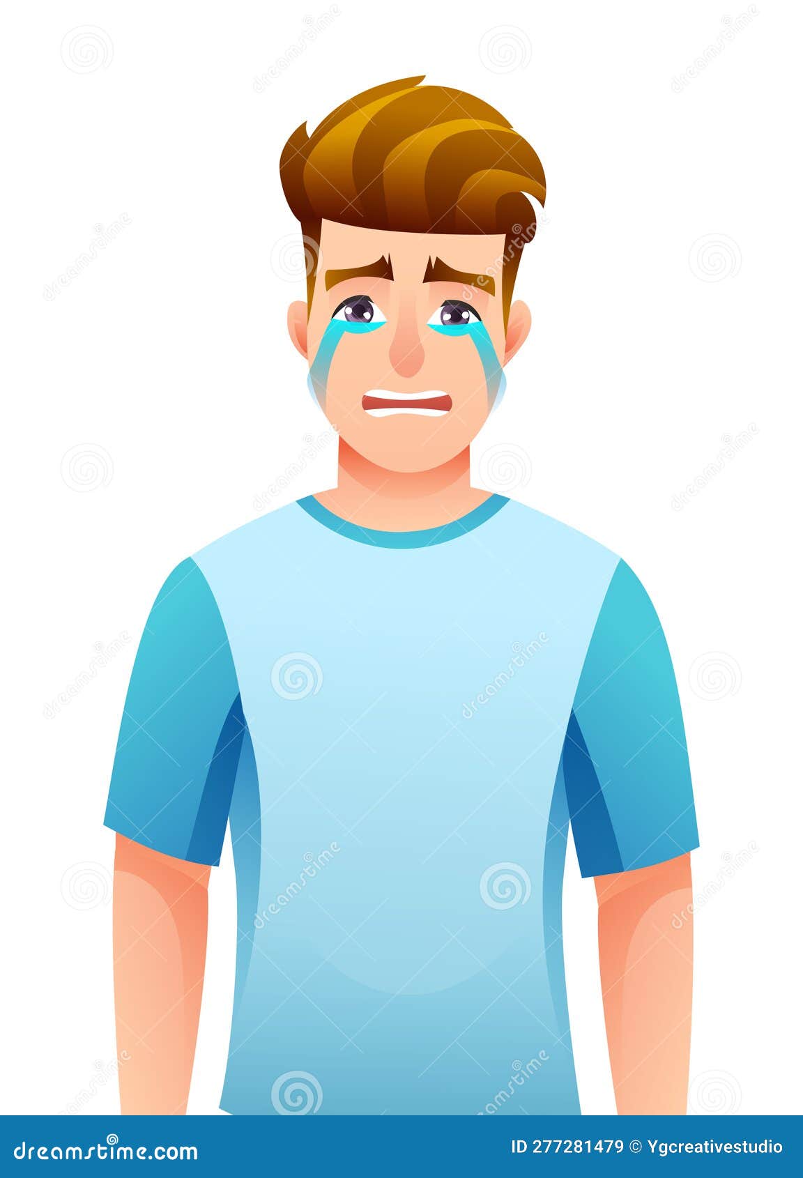 Sad Man Crying Vector Illustration Stock Vector - Illustration of grief ...