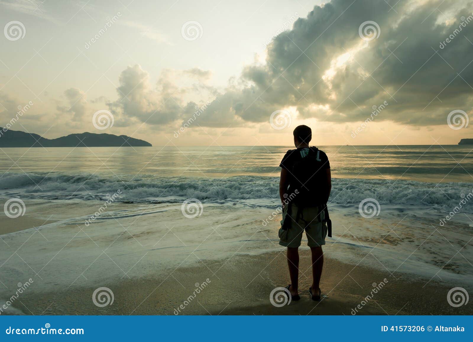 Sad Man in the Dawn Time on the Beach Stock Photo - Image of healthy ...