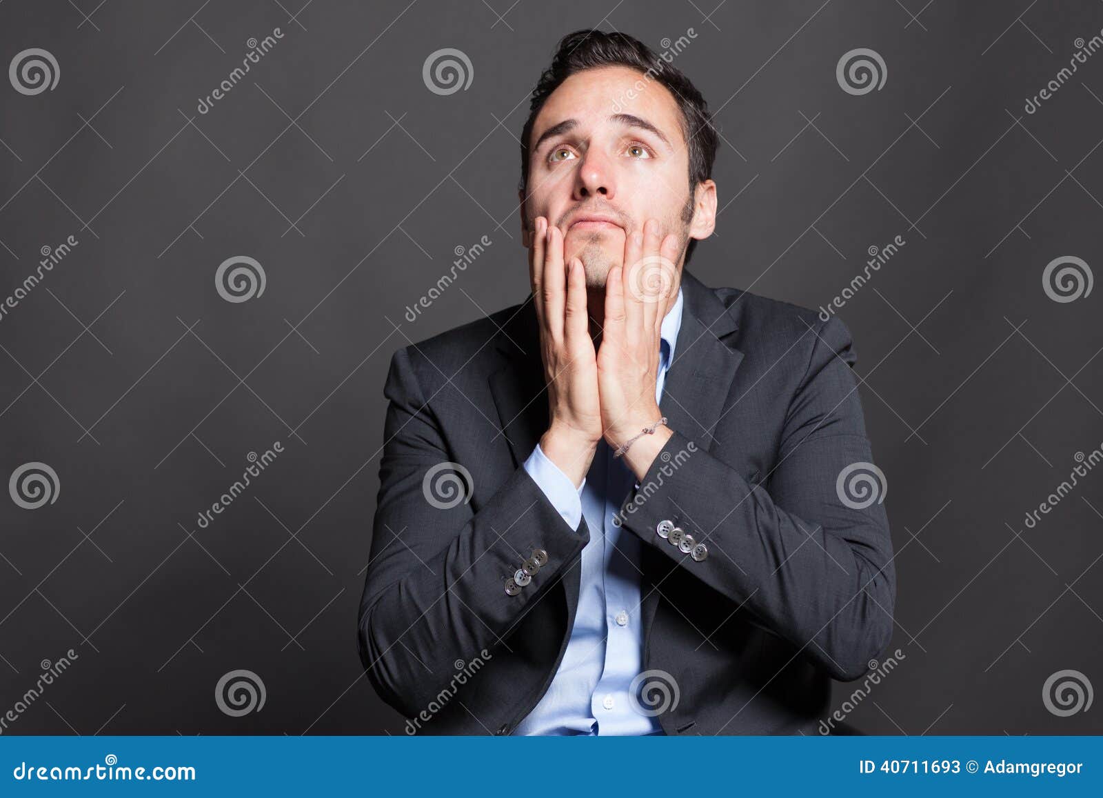 Sad man stock image. Image of disinterest, annoy, hands - 40711693