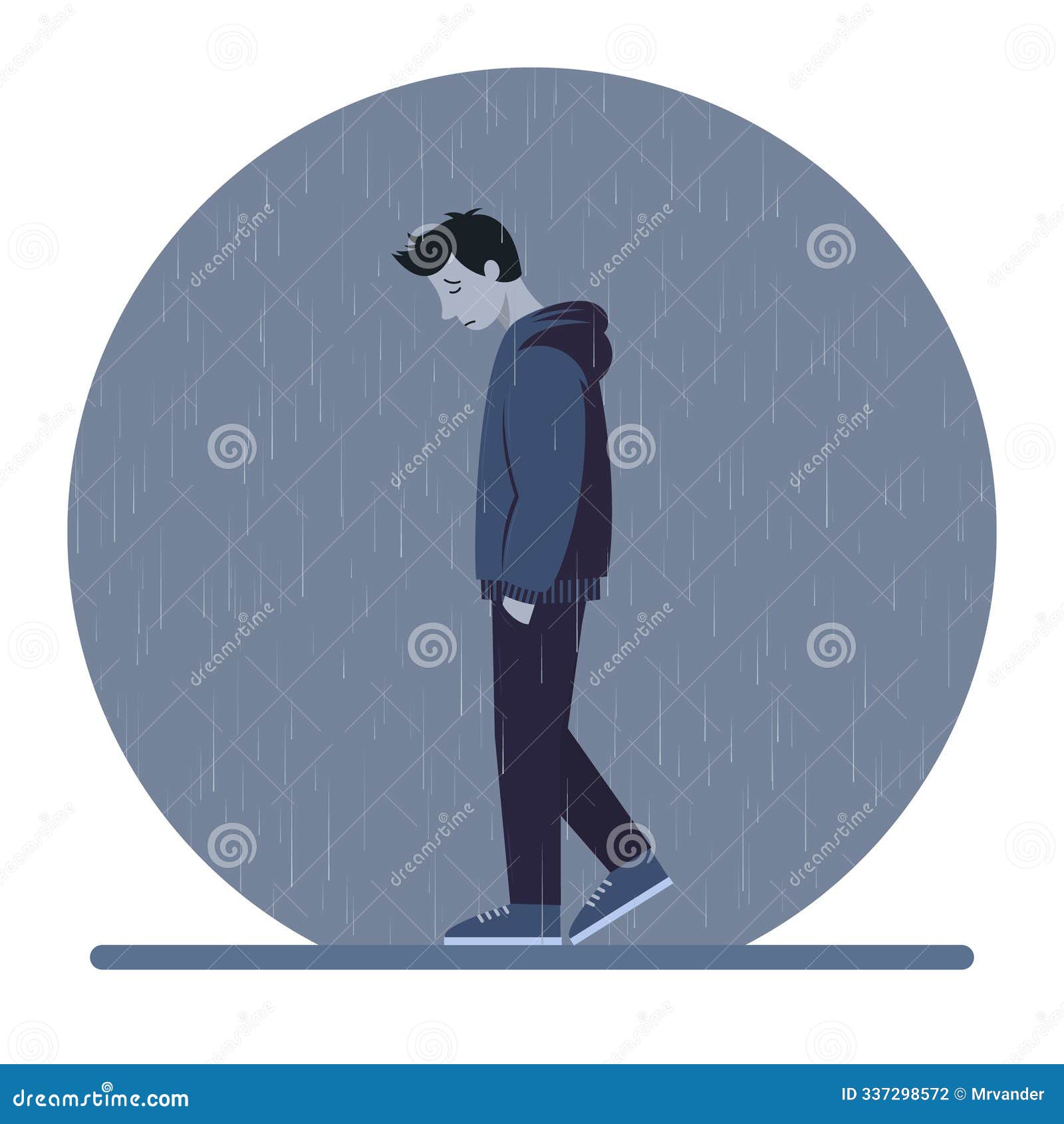 Feeling Sad And Lonely Hand Drawn Vector Illustration In Cartoon Comic ...
