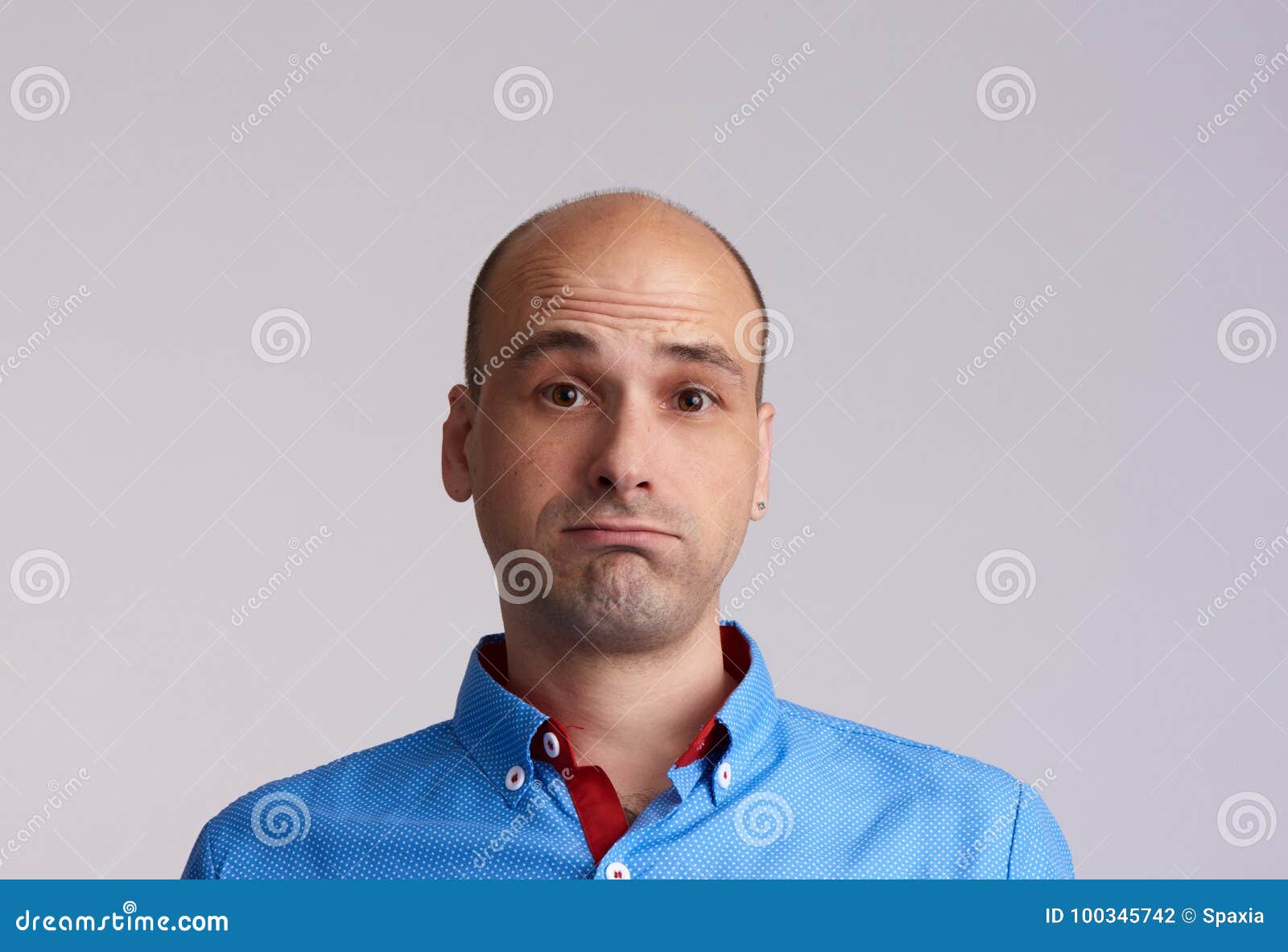 Sad man face. Isolated stock photo. Image of young, unlucky - 100345742