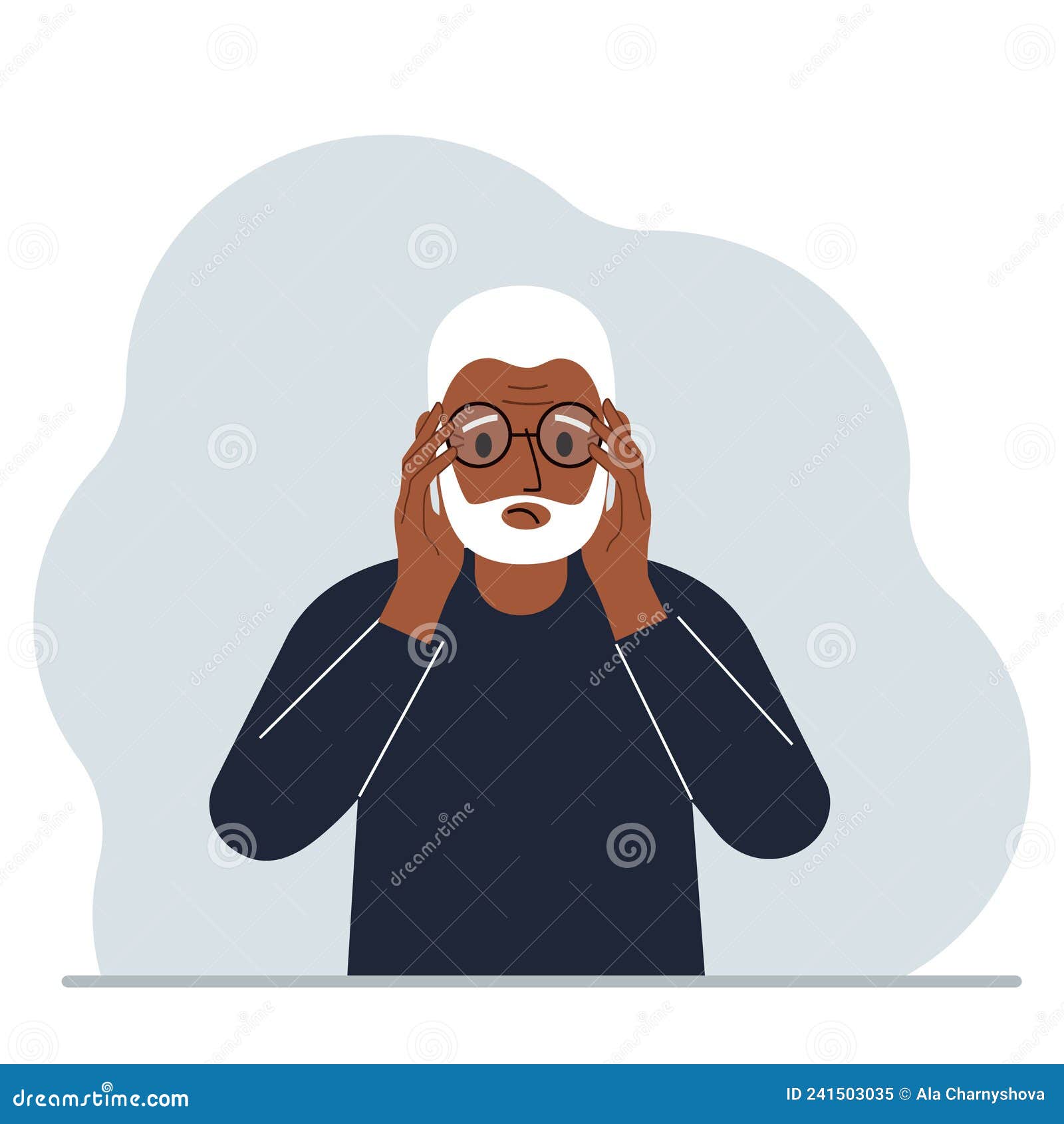 Sad Man with Glasses. Vision Problem Concept Stock Vector ...