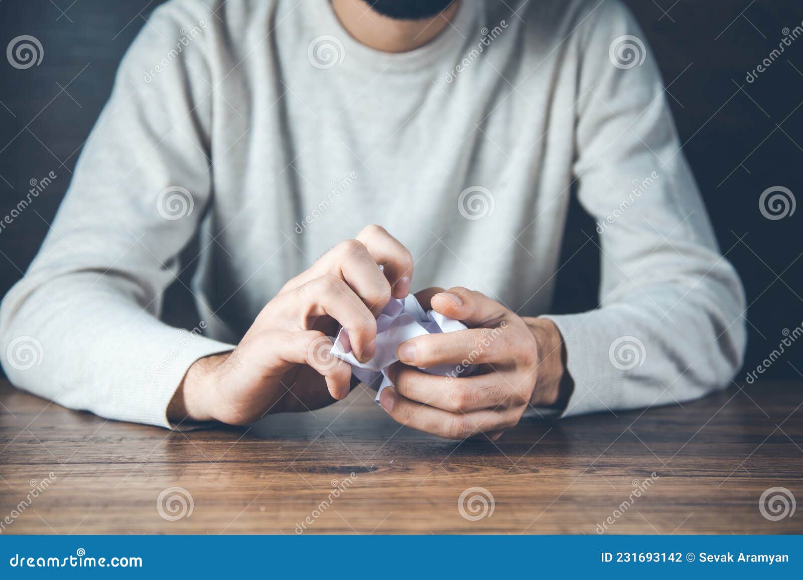 Sad Man Hand Crumpled Paper. Stock Photo - Image of trash, business ...