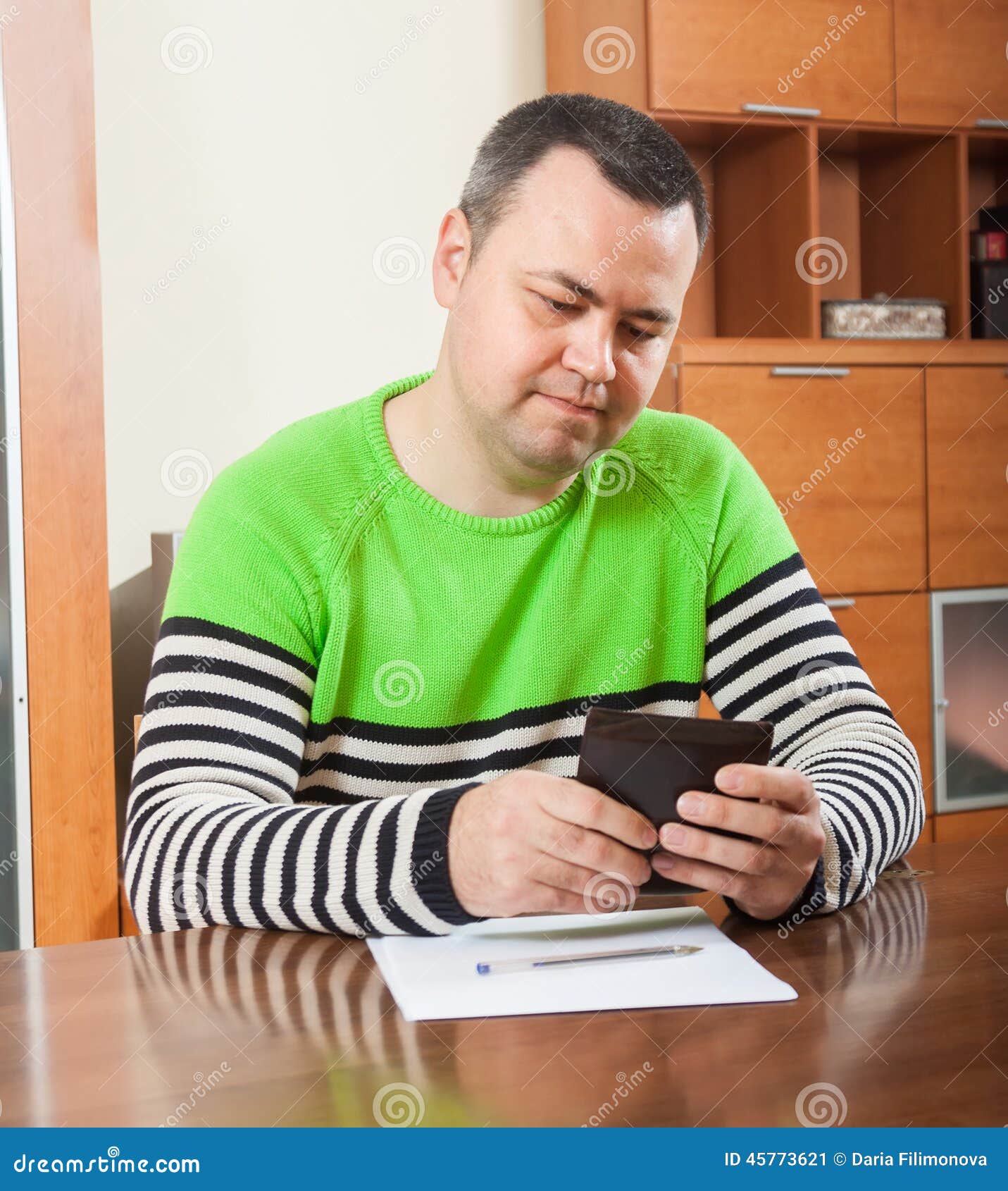 Sad Man Having Financial Problems Stock Image - Image of house, money ...