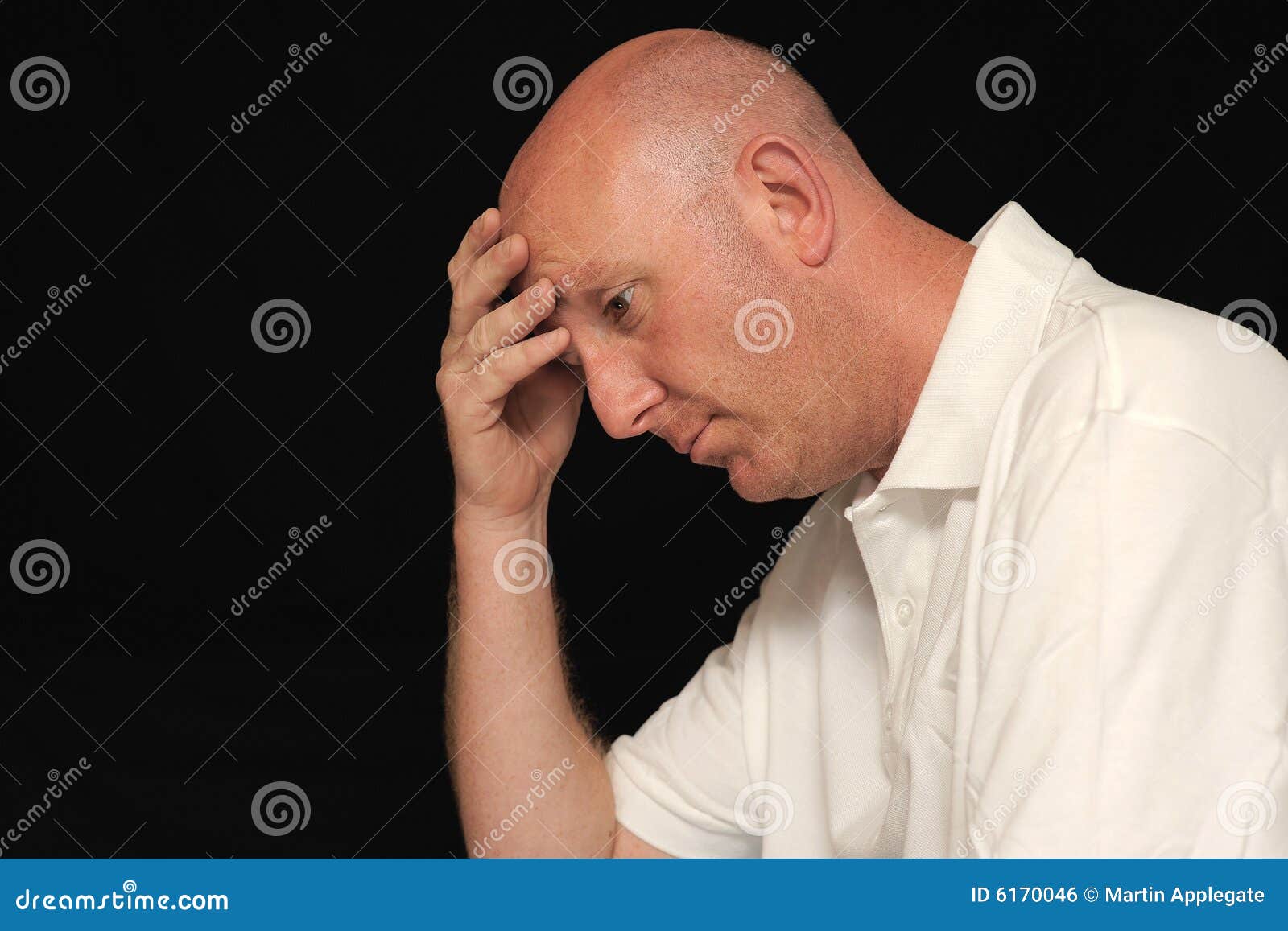 Sad man holding head stock photo. Image of emotional, discouragement ...