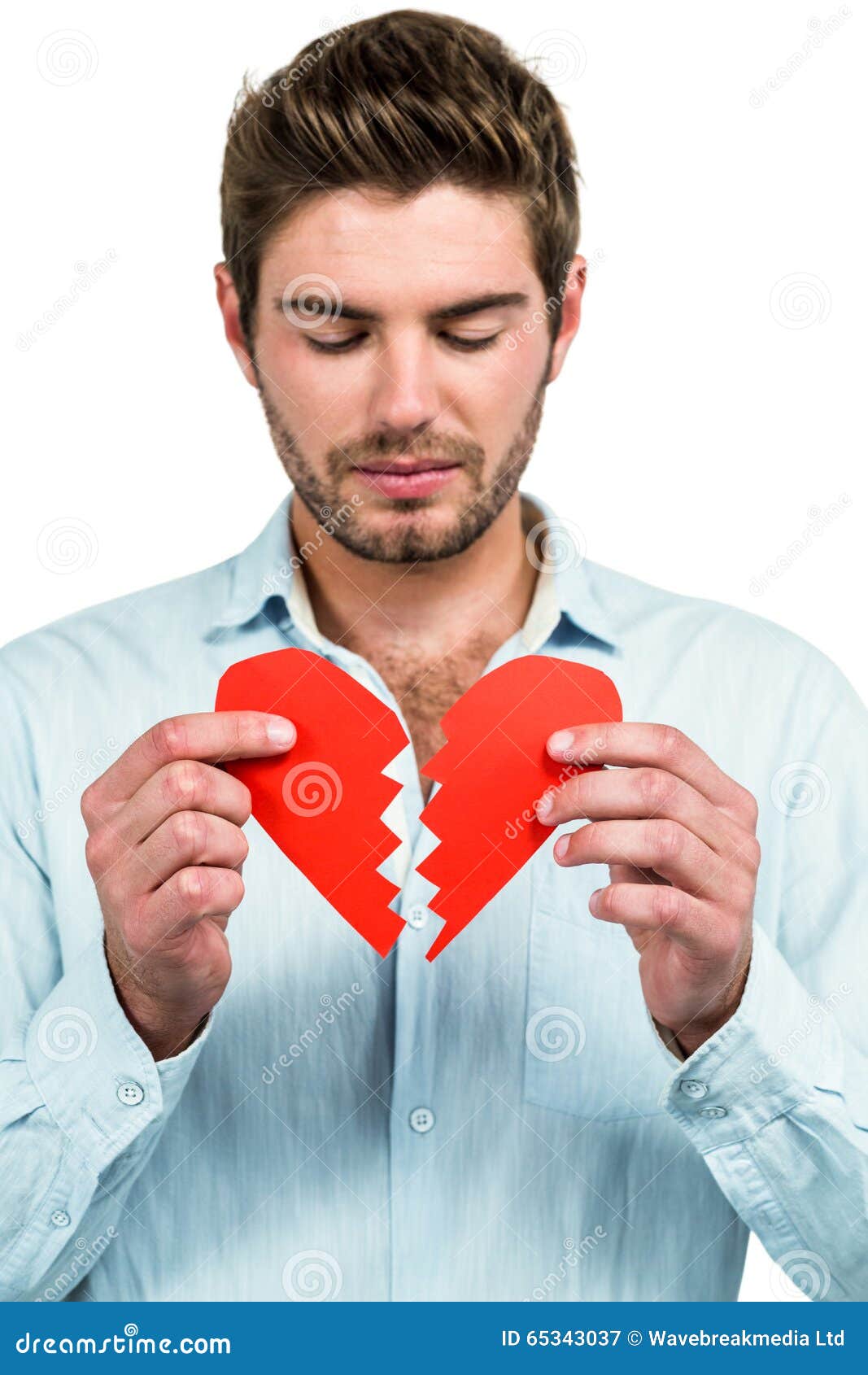 Sad Man Holding Heart Halves Stock Image - Image of frustrated ...