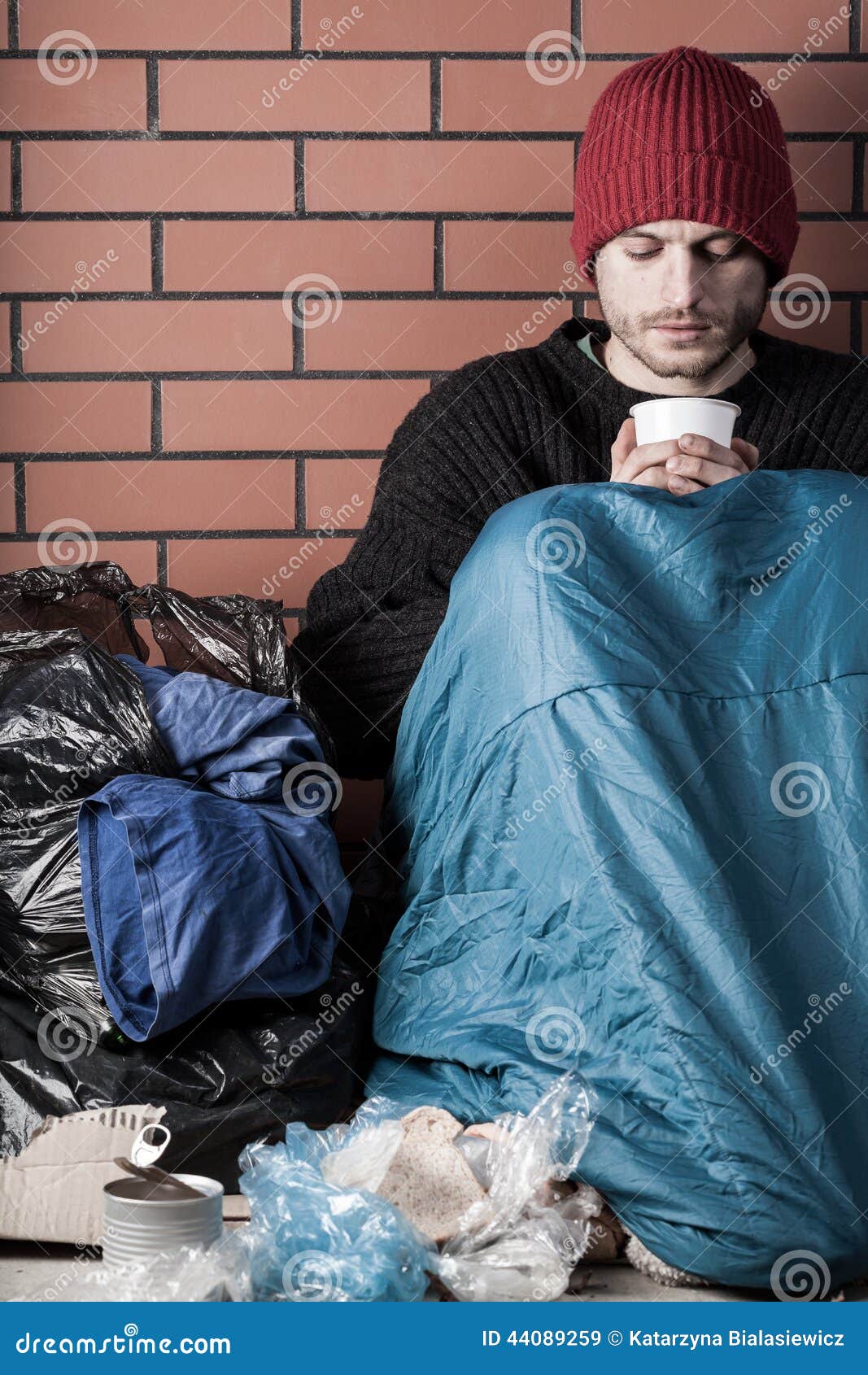 Sad Man Living on the Street Stock Image - Image of homeless, poor ...
