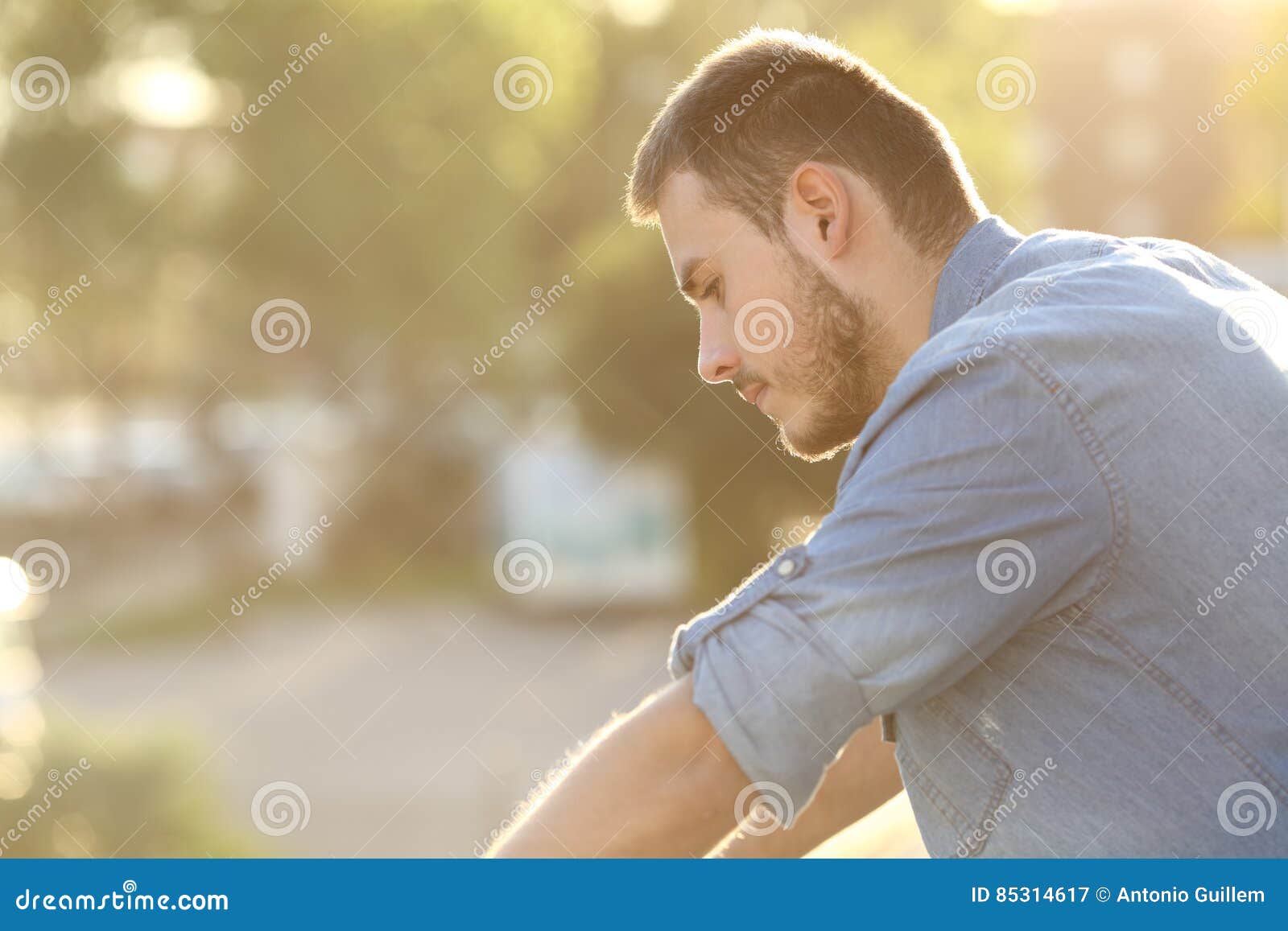 Sad Man Looking Down in a Balcony Stock Image - Image of depressed ...