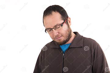 Sad Man Looking Down Isolated Stock Photo - Image of expression ...