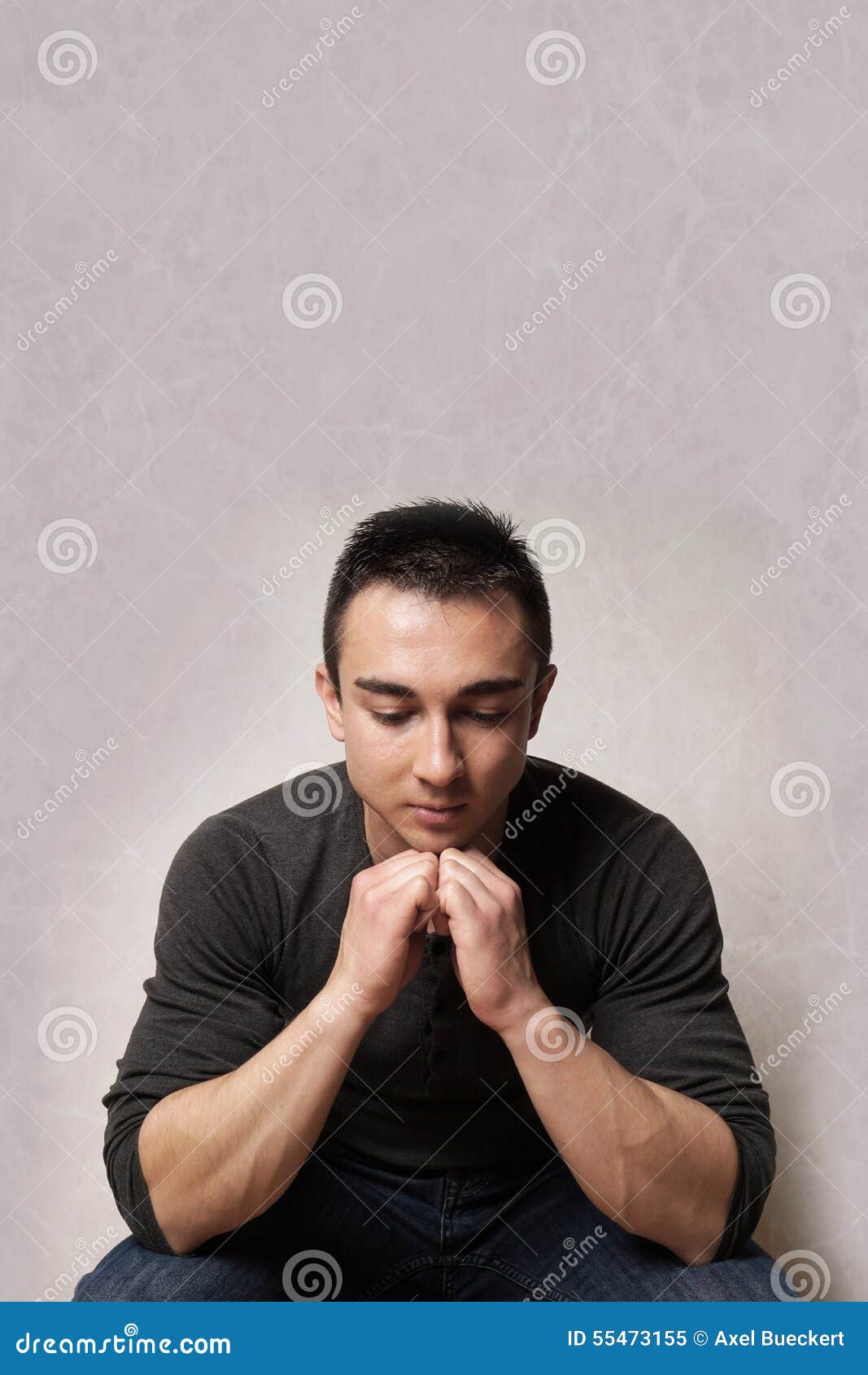 Sad Man Looking Down Stock Photo - Image: 55473155